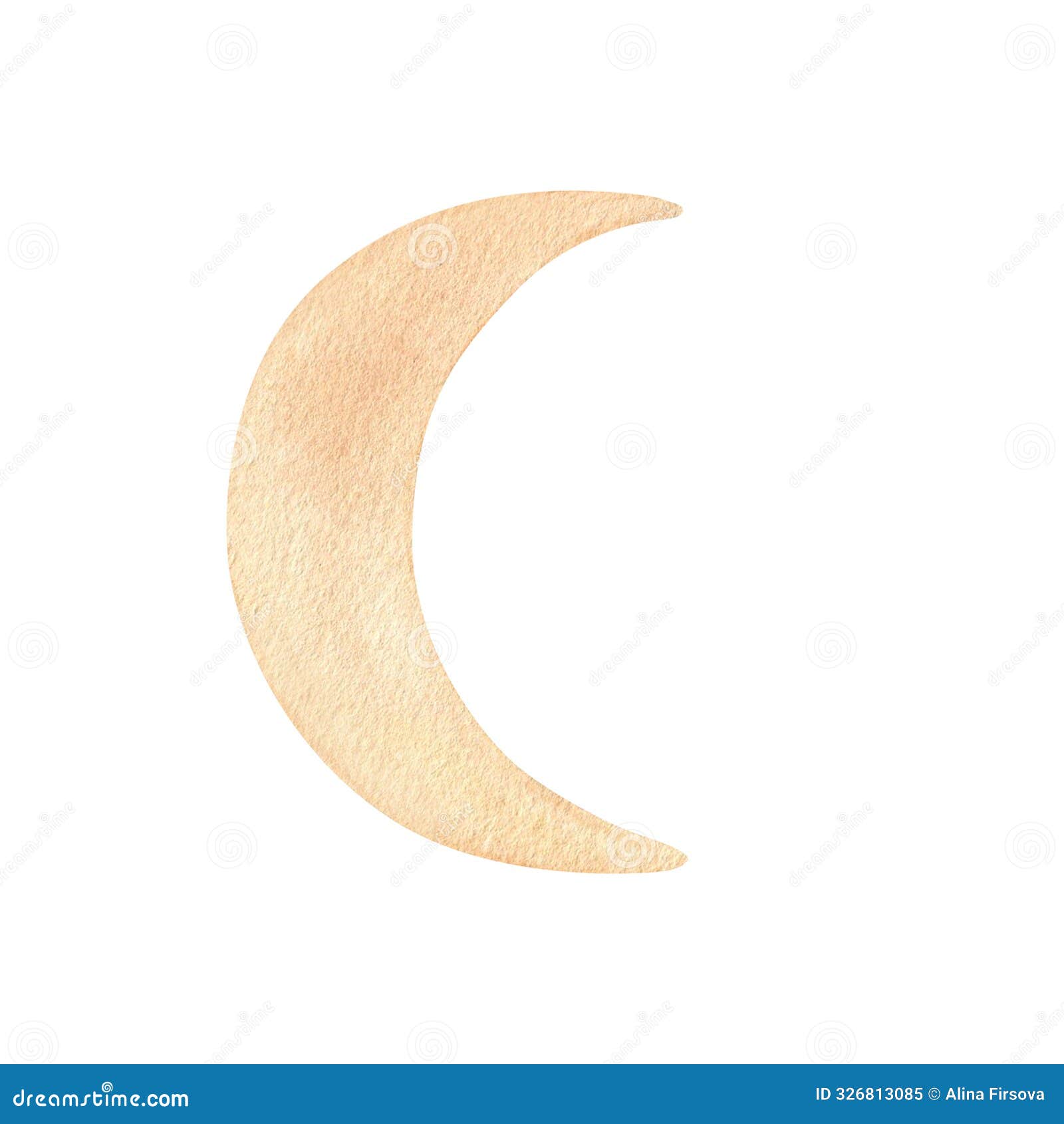 Watercolor Illustration of Stylized Moon Isolated Stock Illustration ...