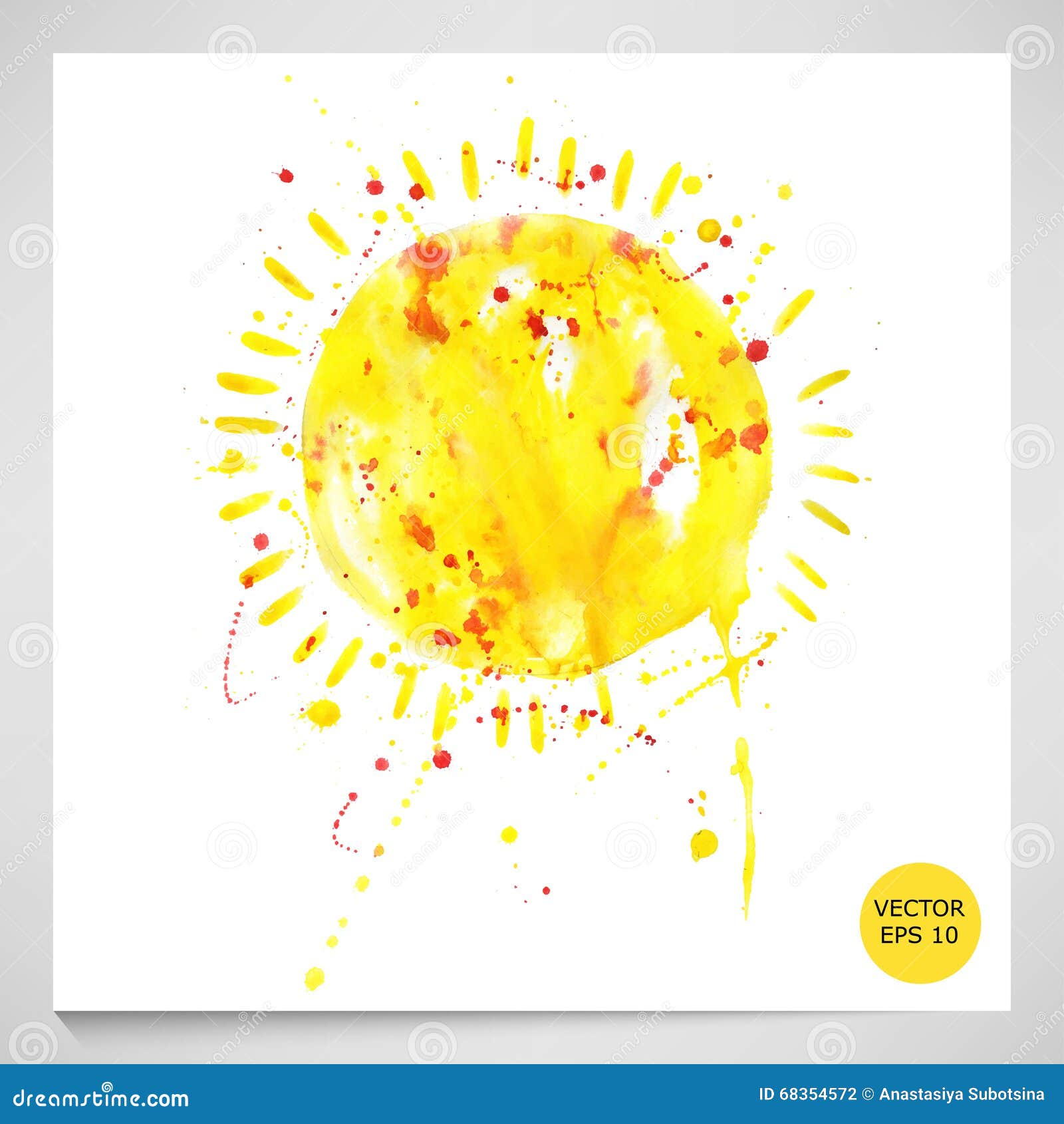 Watercolor Illustration of the Sun. Vector. Stock Vector - Illustration ...