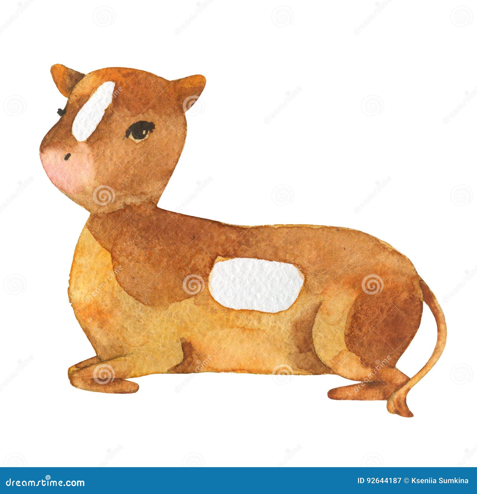 Watercolor Illustration of a Veal on White Background. Stock ...