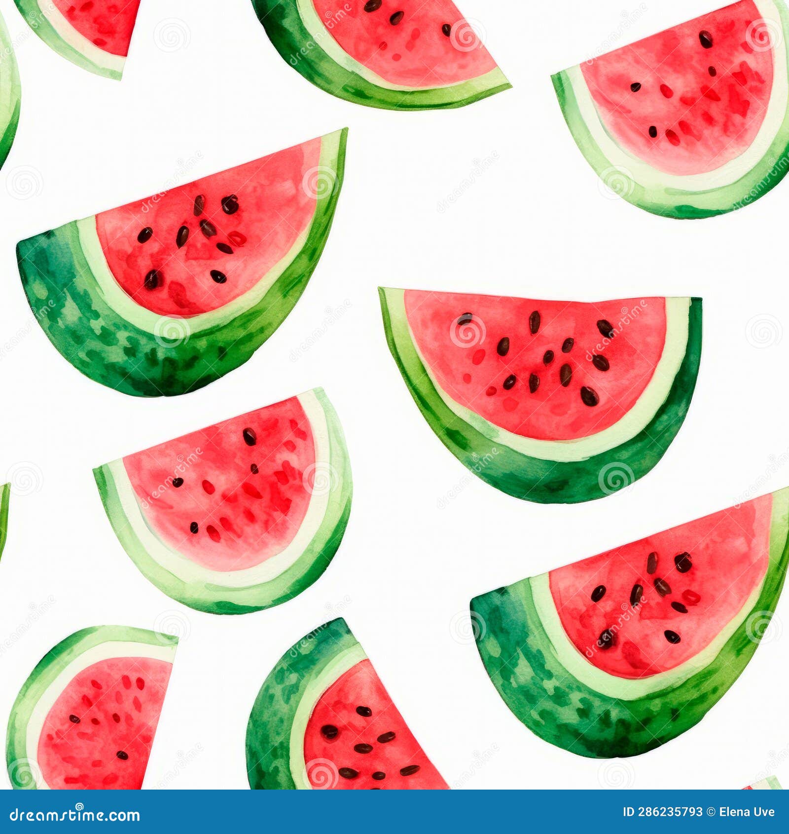 Watercolor Illustration of Watermelon Pattern Tile. Stock Illustration ...