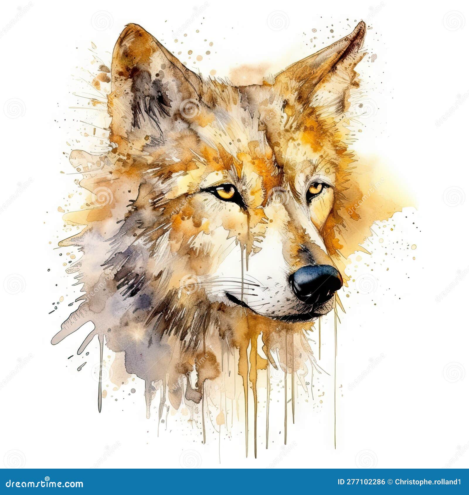 Watercolor Illustration of a Wolf - Generative AI, AI Generated Stock ...