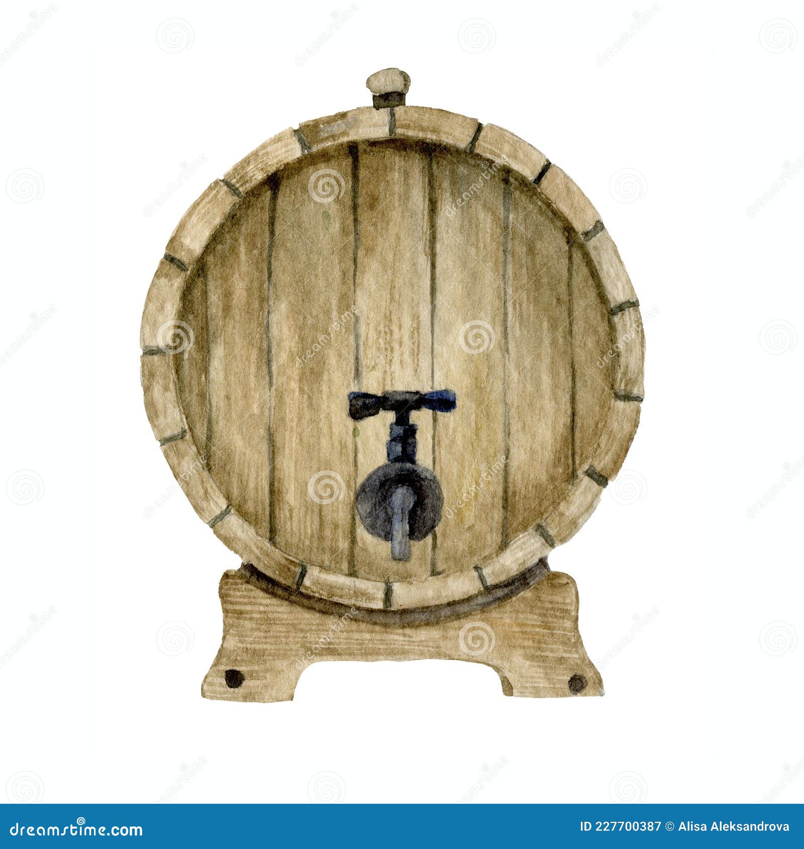 Watercolor Beer Barrel Stock Image Image Of Decoration 227700387