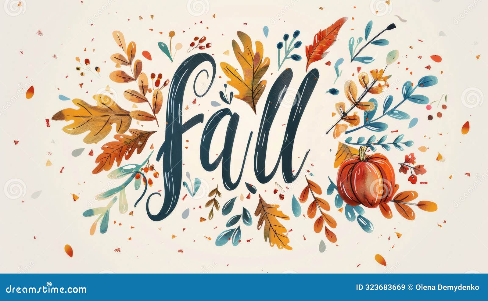 A Watercolor Illustration of the Word Fall Surrounded by Leaves ...