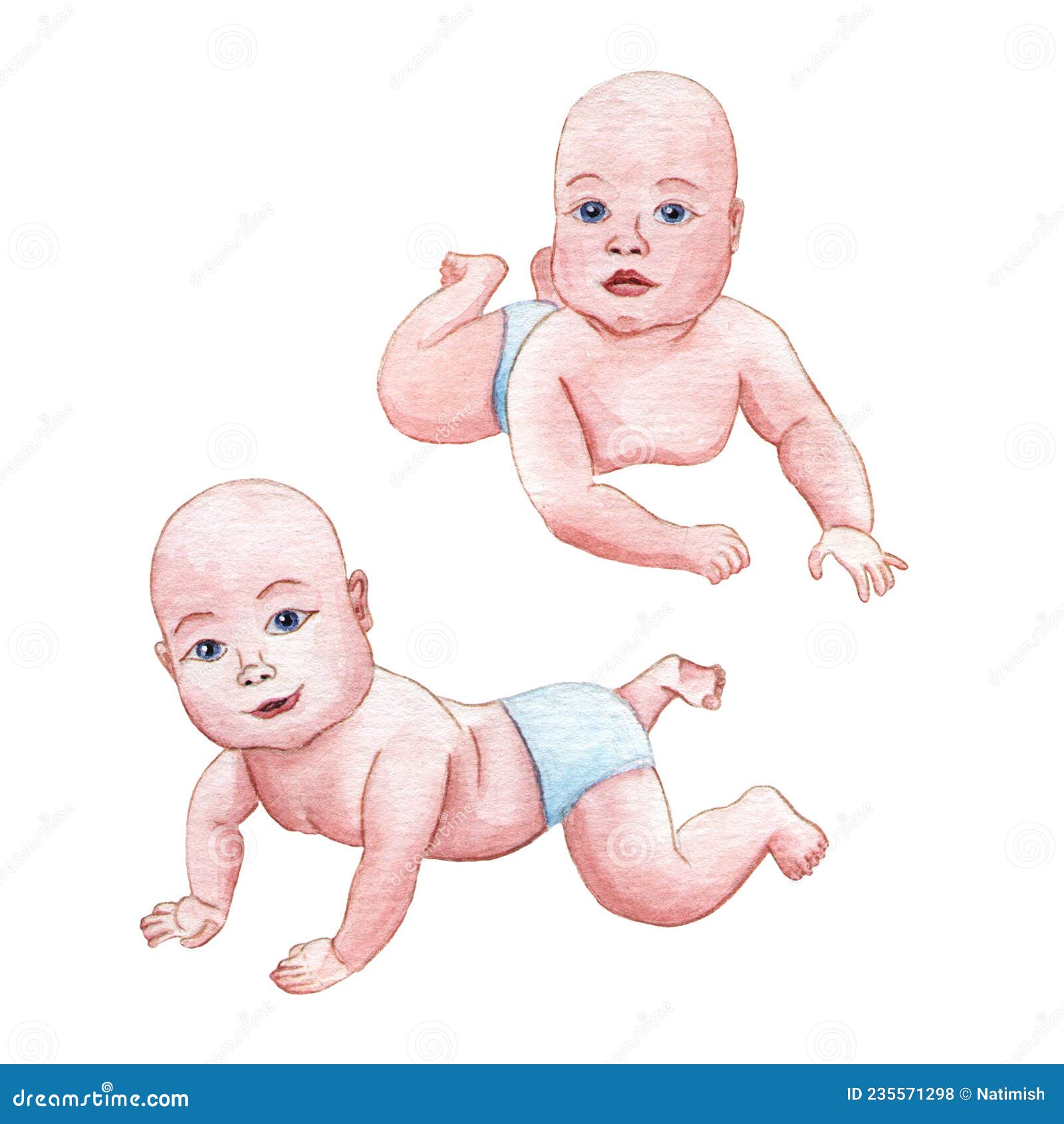 Watercolor Illustrations of Babies Stock Illustration - Illustration of ...