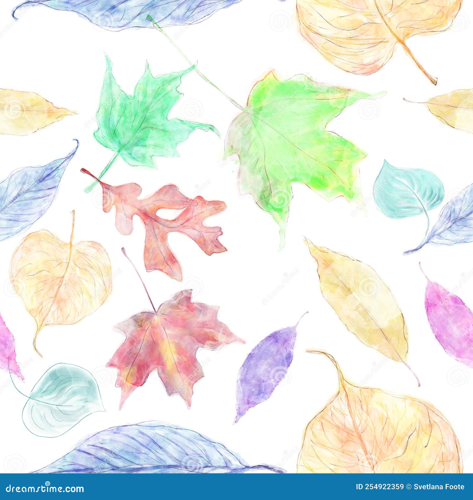 Watercolor Image of Autumn Leaves . Seamless Pattern Stock Image ...