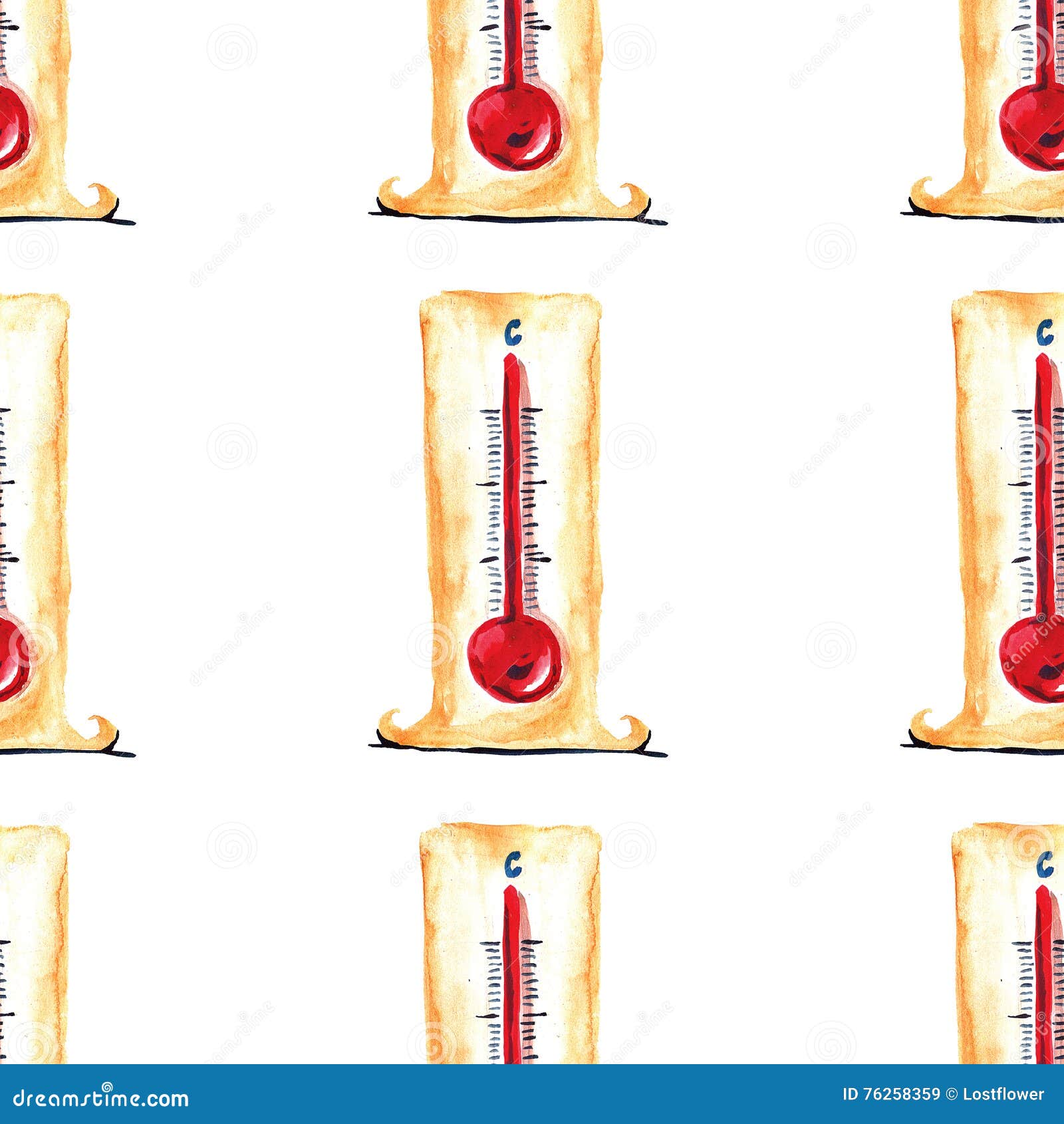 Watercolor Image of Thermometer Stock Illustration - Illustration of ...