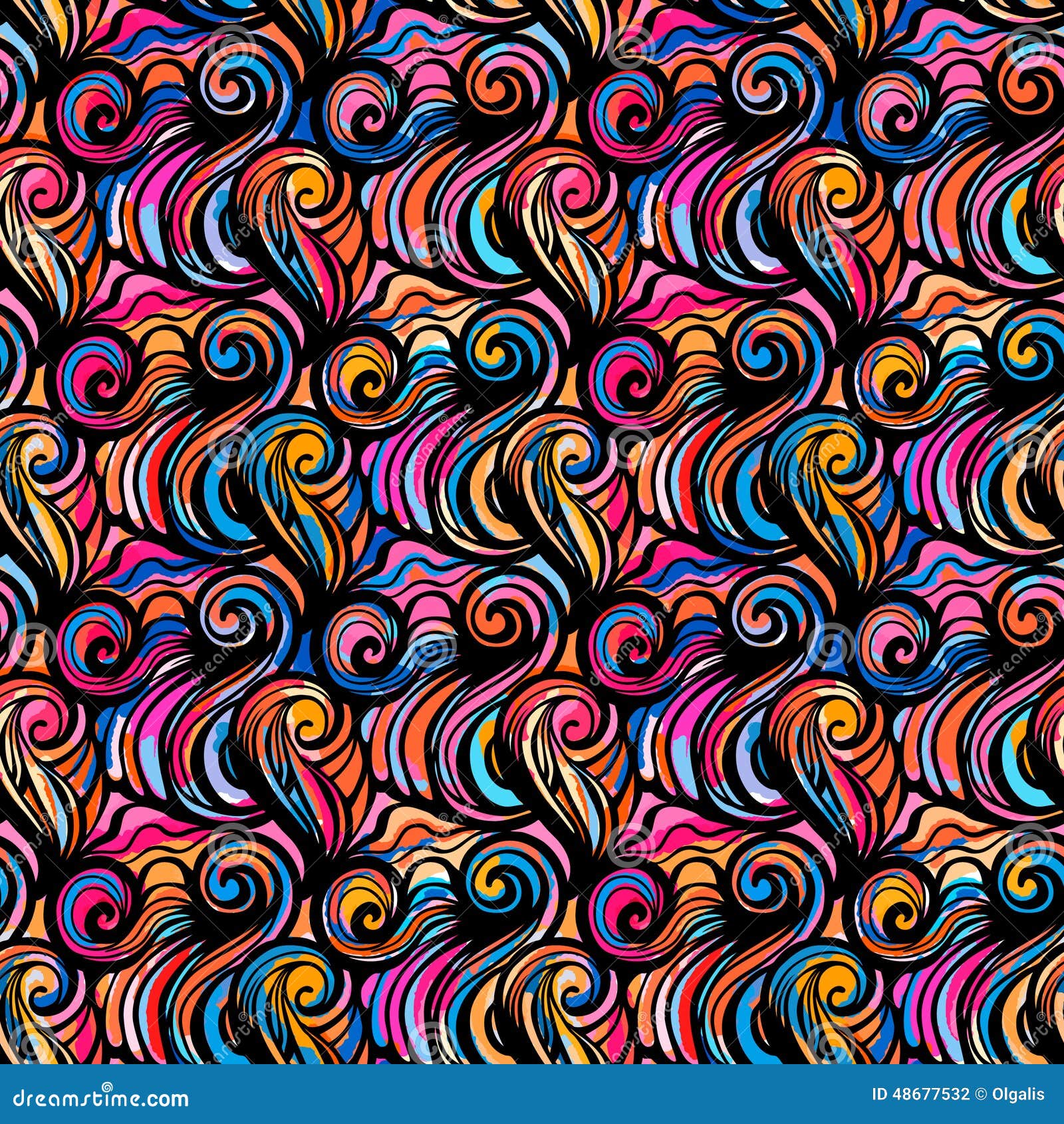 Watercolor Inspiration Seamless Wave Pattern Stock Illustration ...