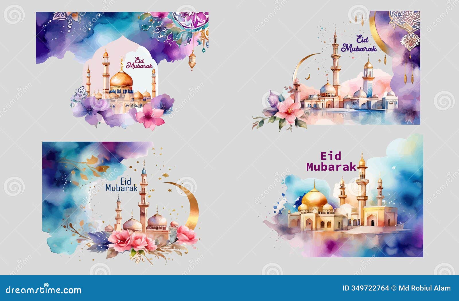 Watercolor Islamic Arabian Golden Star Illustration Isolated On White ...