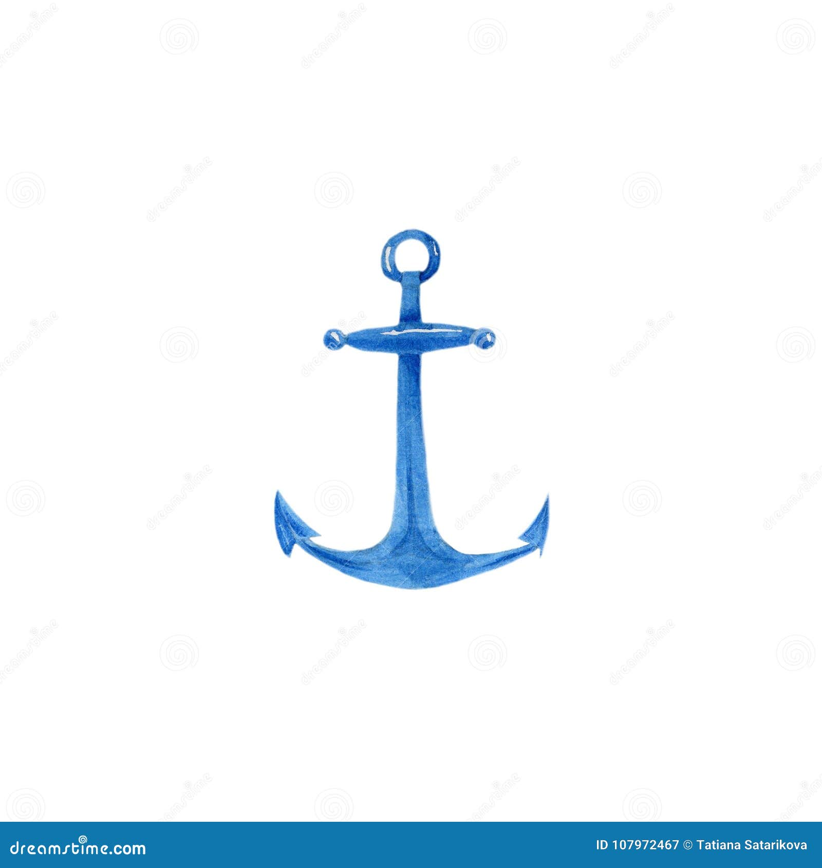 Watercolor Isolated a Blue Anchor Stock Image - Image of metal, sailing ...