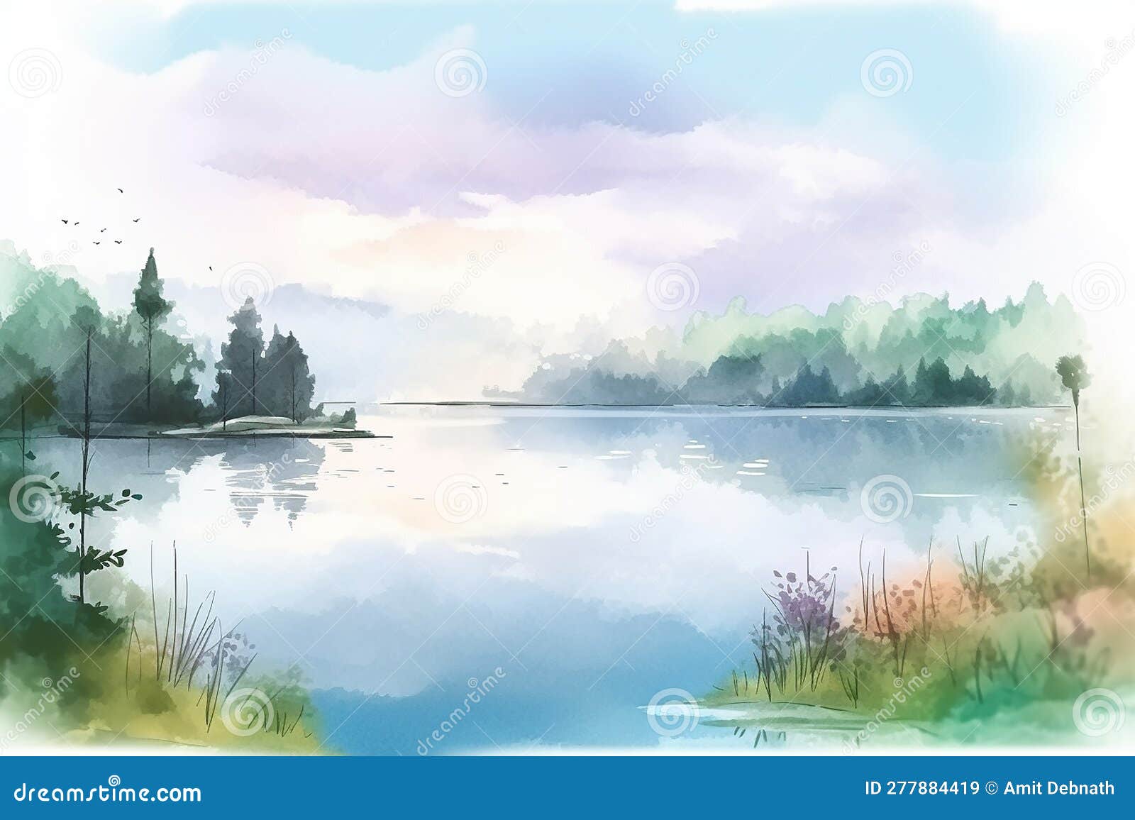 Watercolor Lakes Illustration Stock Illustration - Illustration of ...