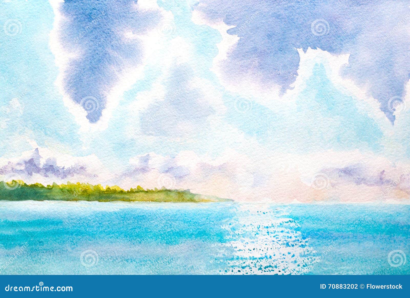 Watercolor landscape stock illustration. Illustration of natural - 70883202