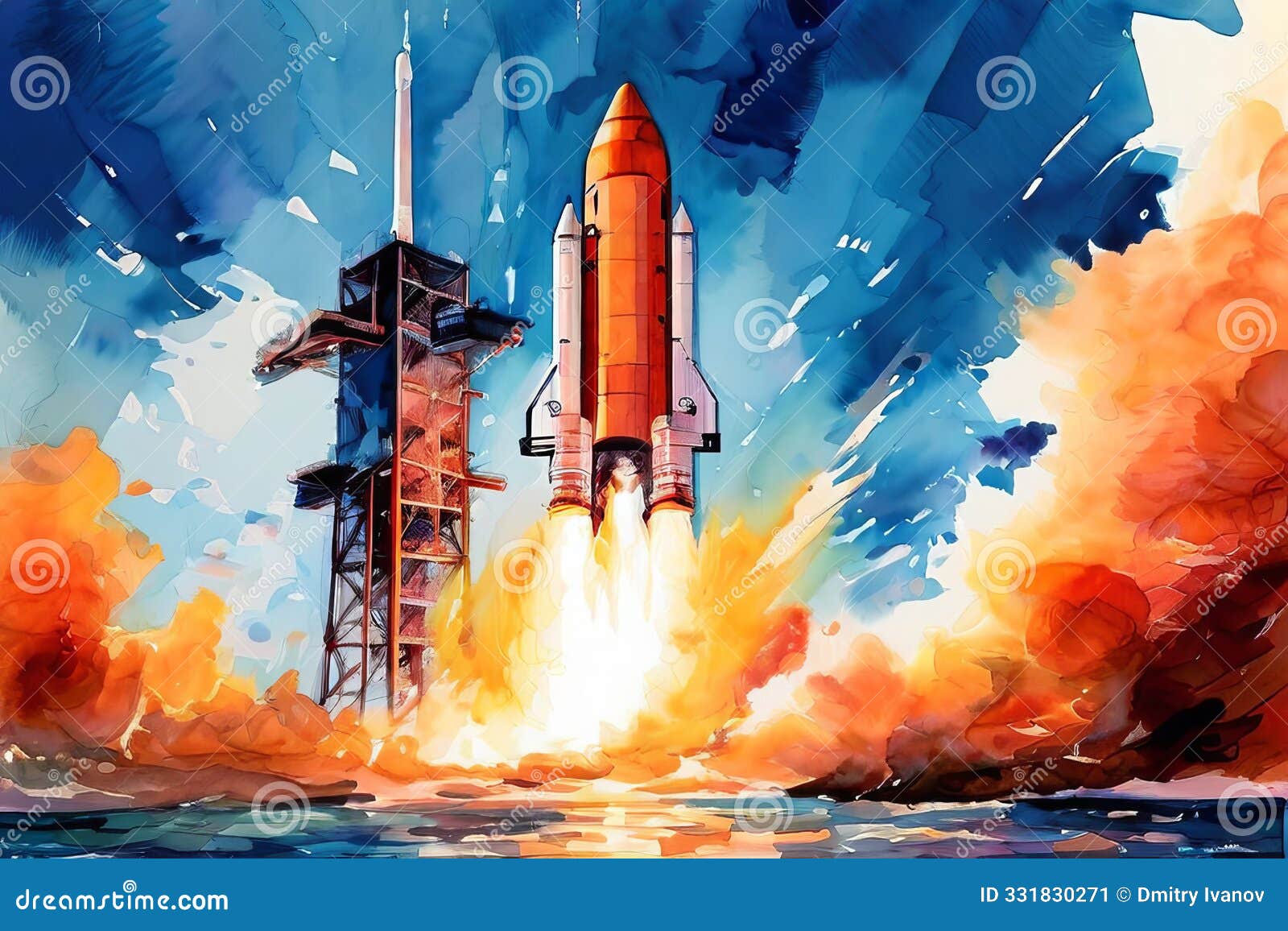 Watercolor Launch a Watercolor Painting of the L Rare Odd Stock ...