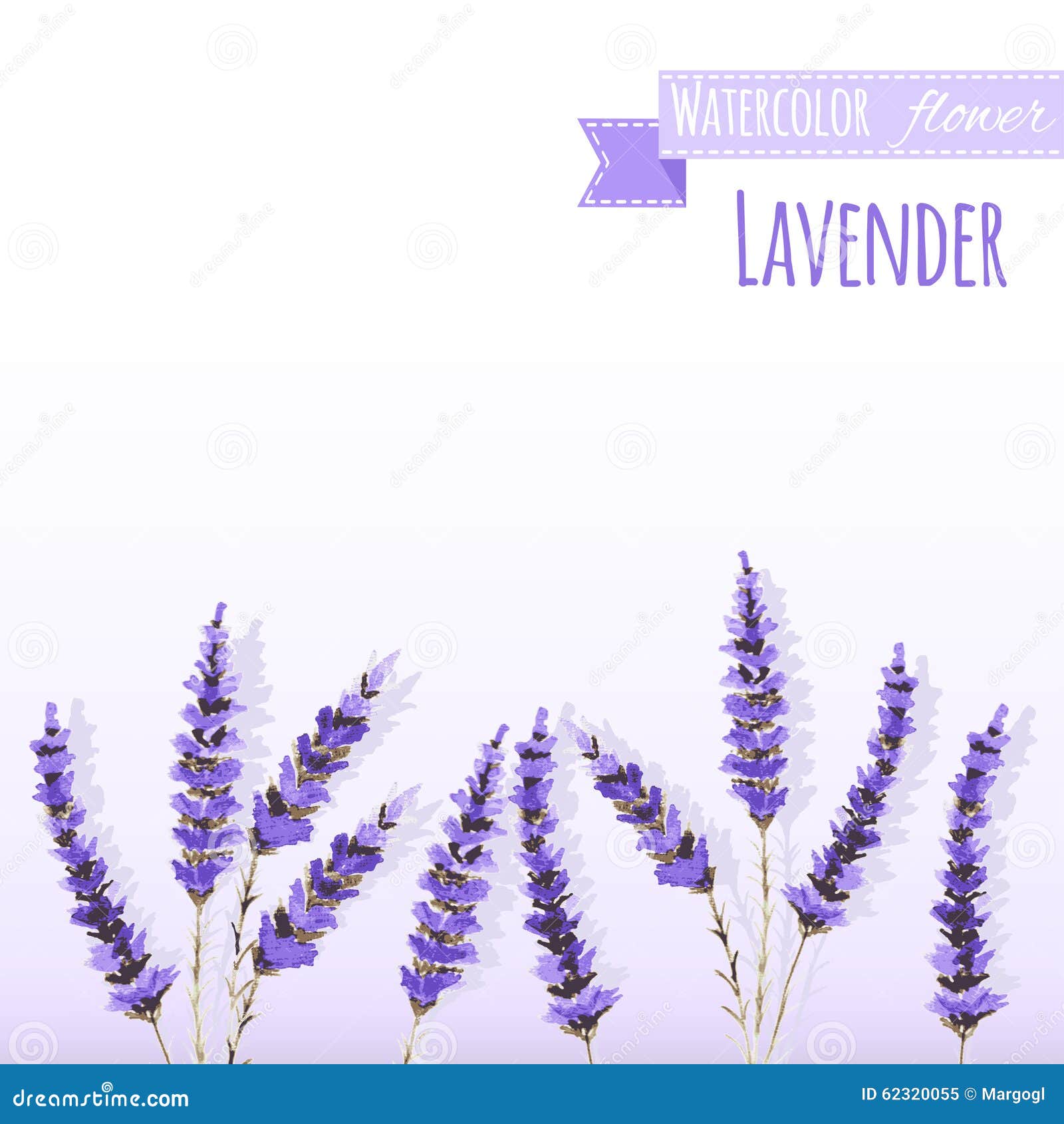 Watercolor Lavender Field Border. Stock Vector - Illustration of flower ...
