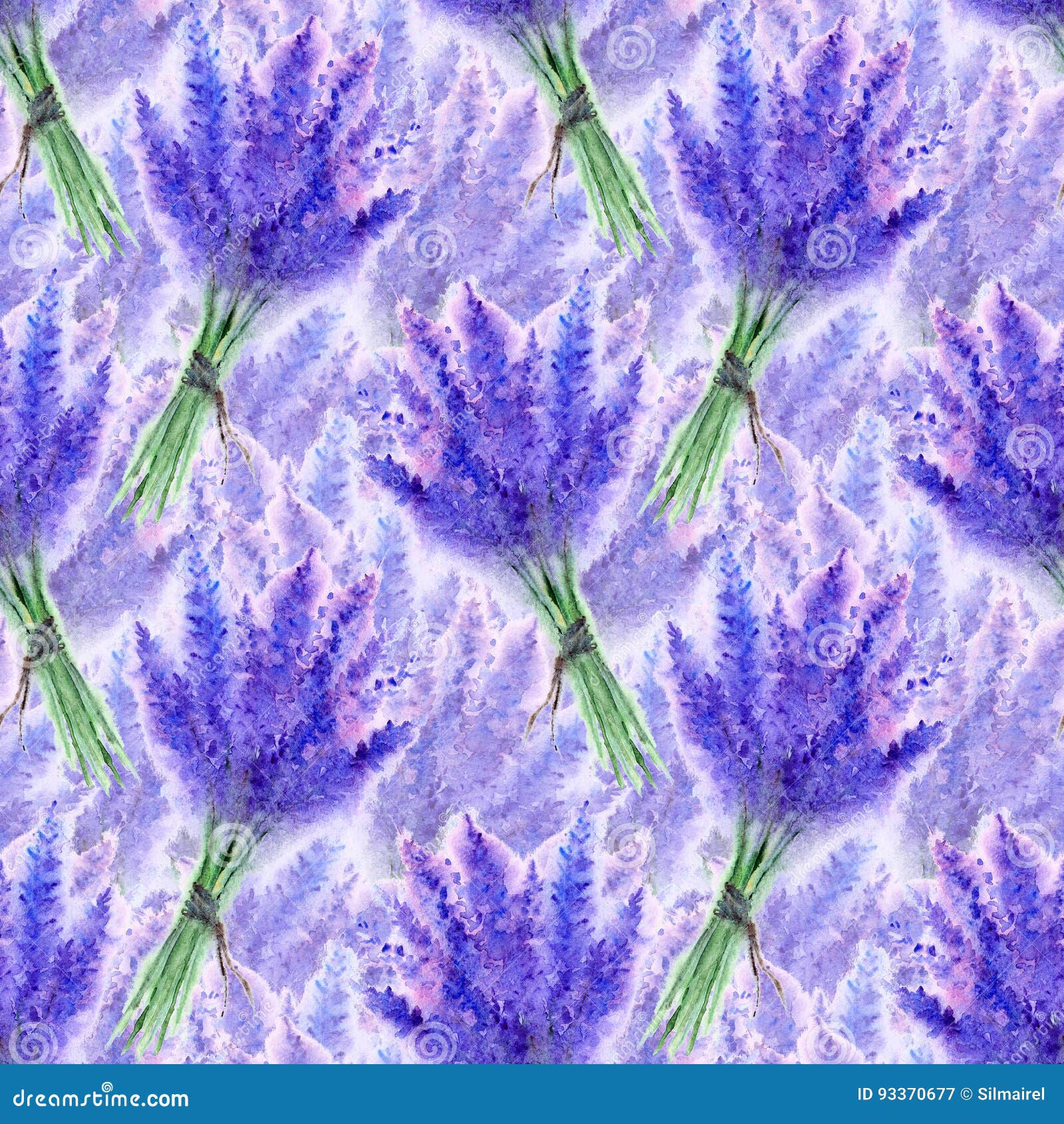 Watercolor Lavender Flower Floral Bouquet Seamless Pattern Texture ...