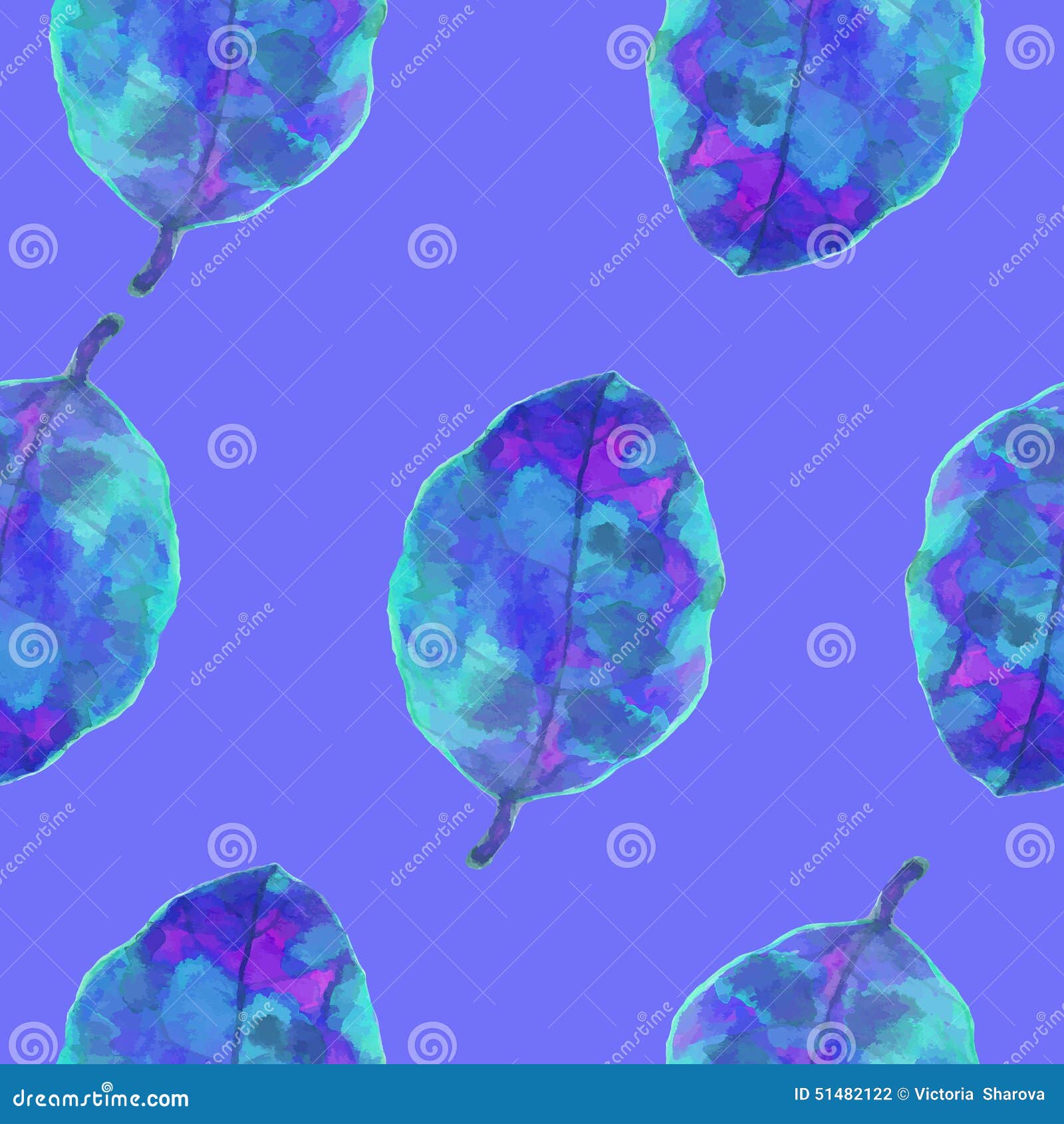 Watercolor leaf pattern stock vector. Illustration of natural - 51482122