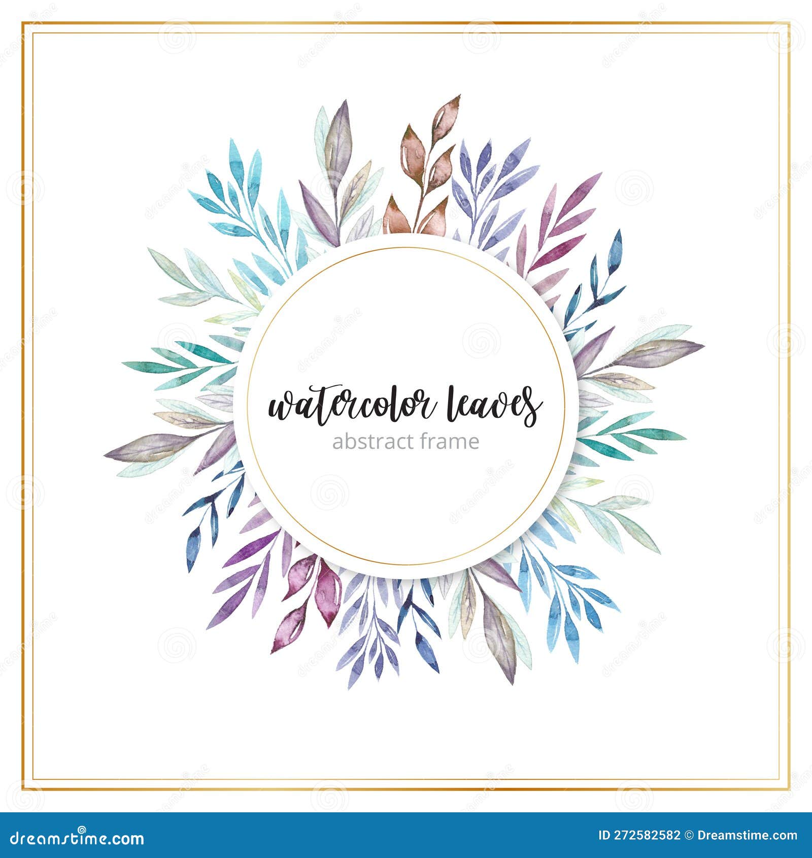 Watercolor Leaves Frame. Watercolor Green Leaves Wreath Leaf Boarder ...