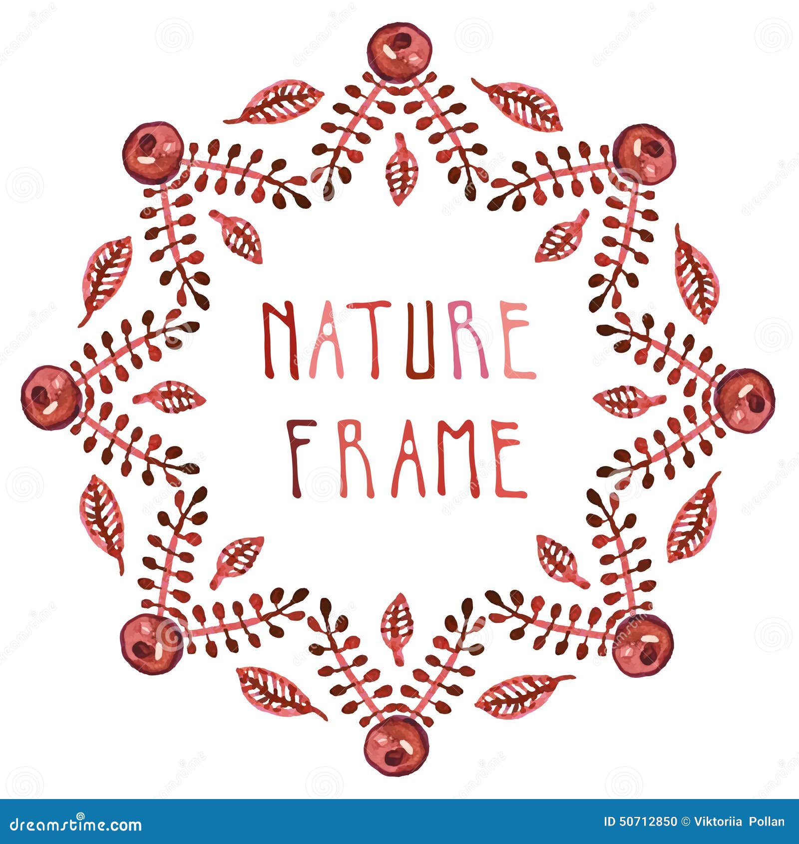 Watercolor Leaves and Garnet Vector Burgundy Frame Stock Vector ...