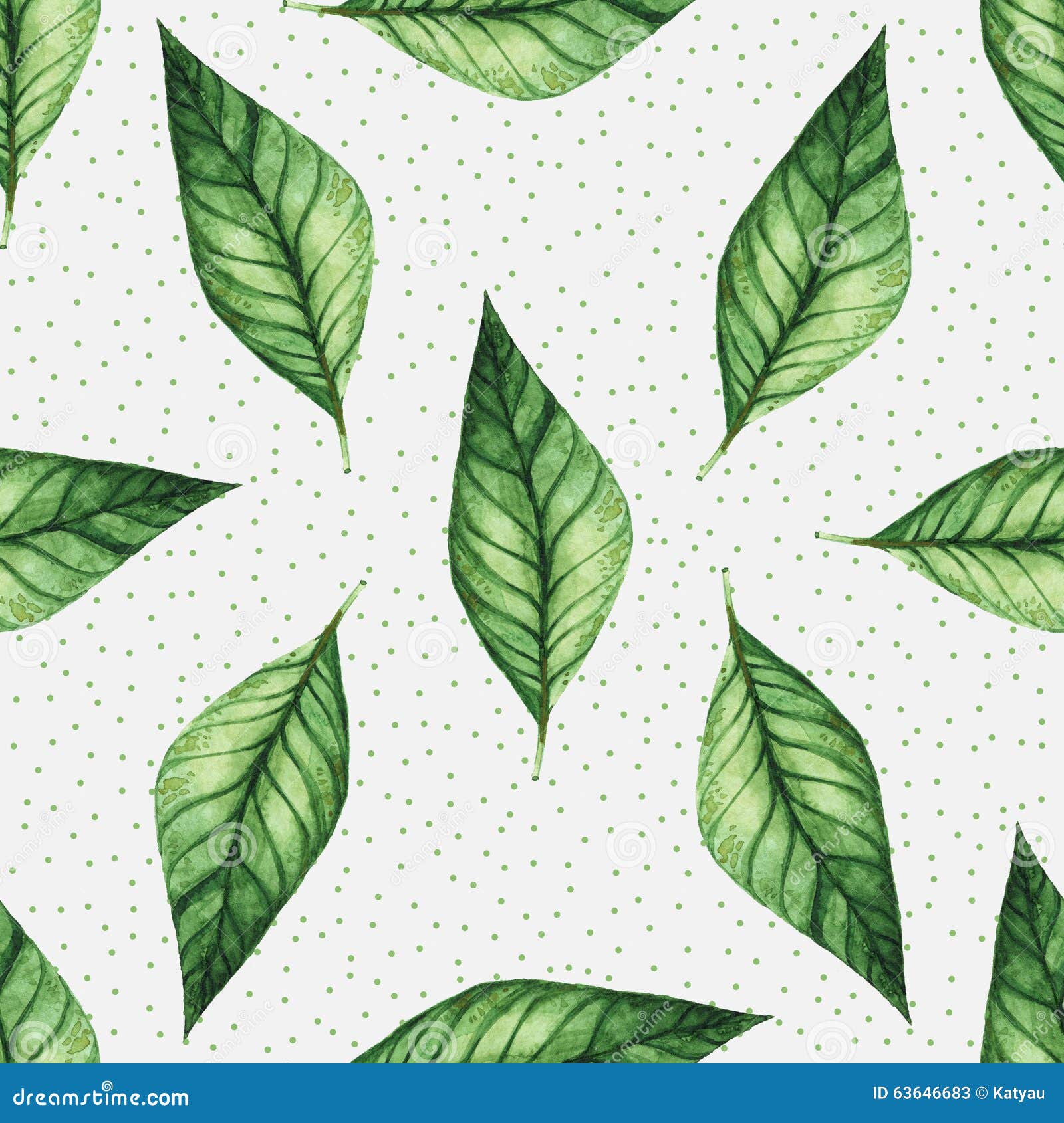 Watercolor leaves pattern stock illustration. Illustration of ecology ...