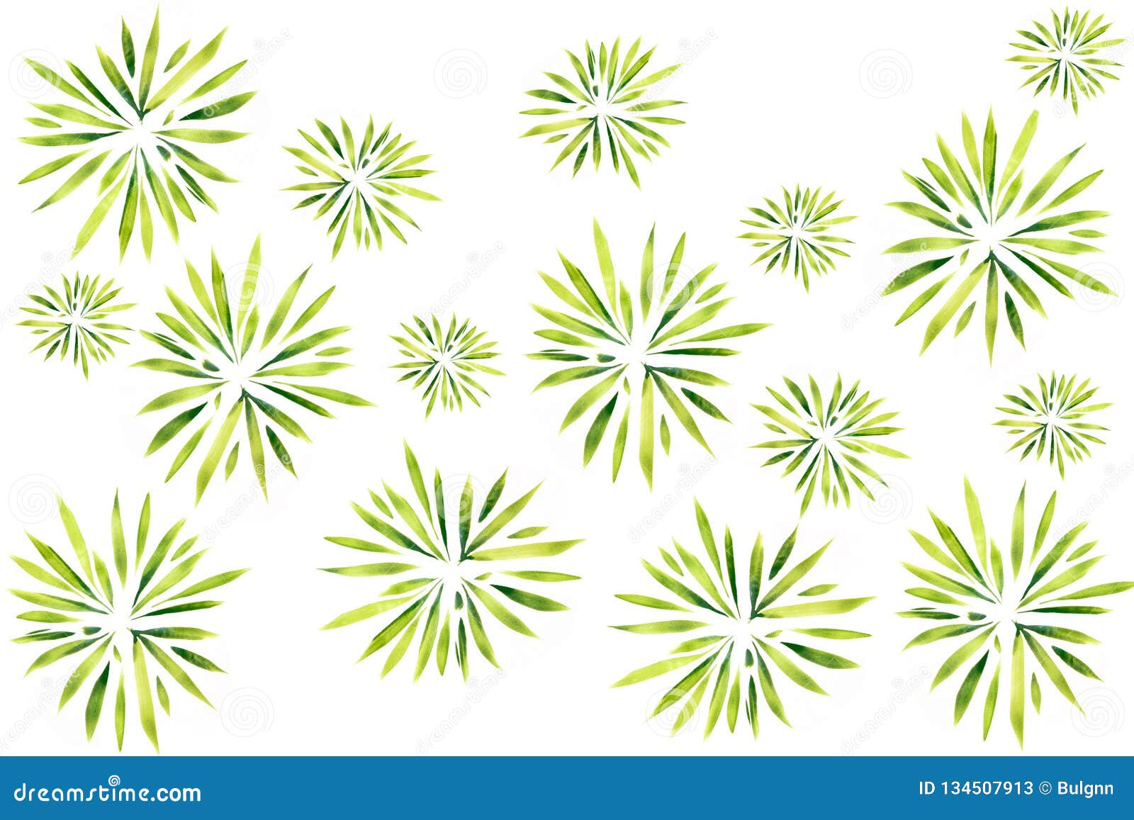 Watercolor Leaves and Plants Circle Texture Pattern Art Hand Painted on ...