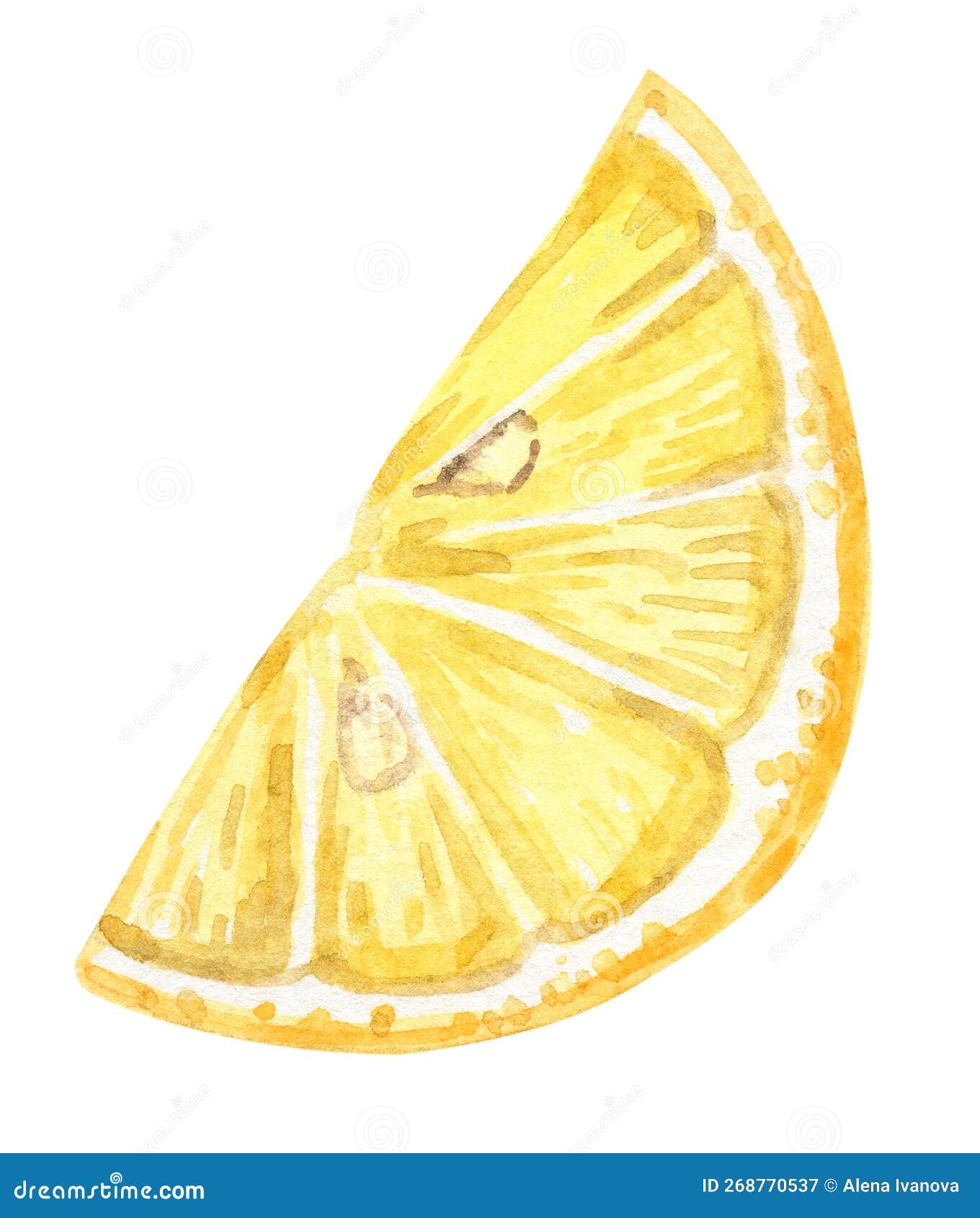 Watercolor Lemon Piece Isolated on White Stock Illustration ...