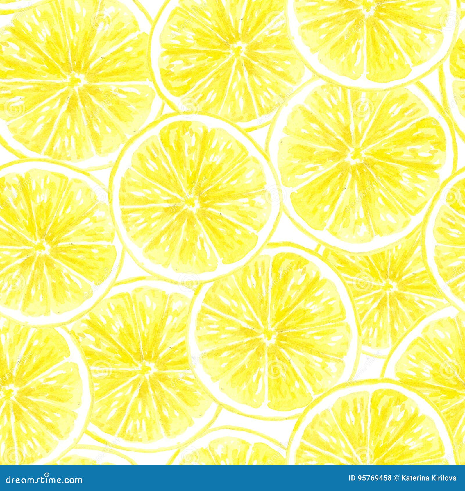 Watercolor Lemon Slices Pattern Stock Illustration - Illustration of ...