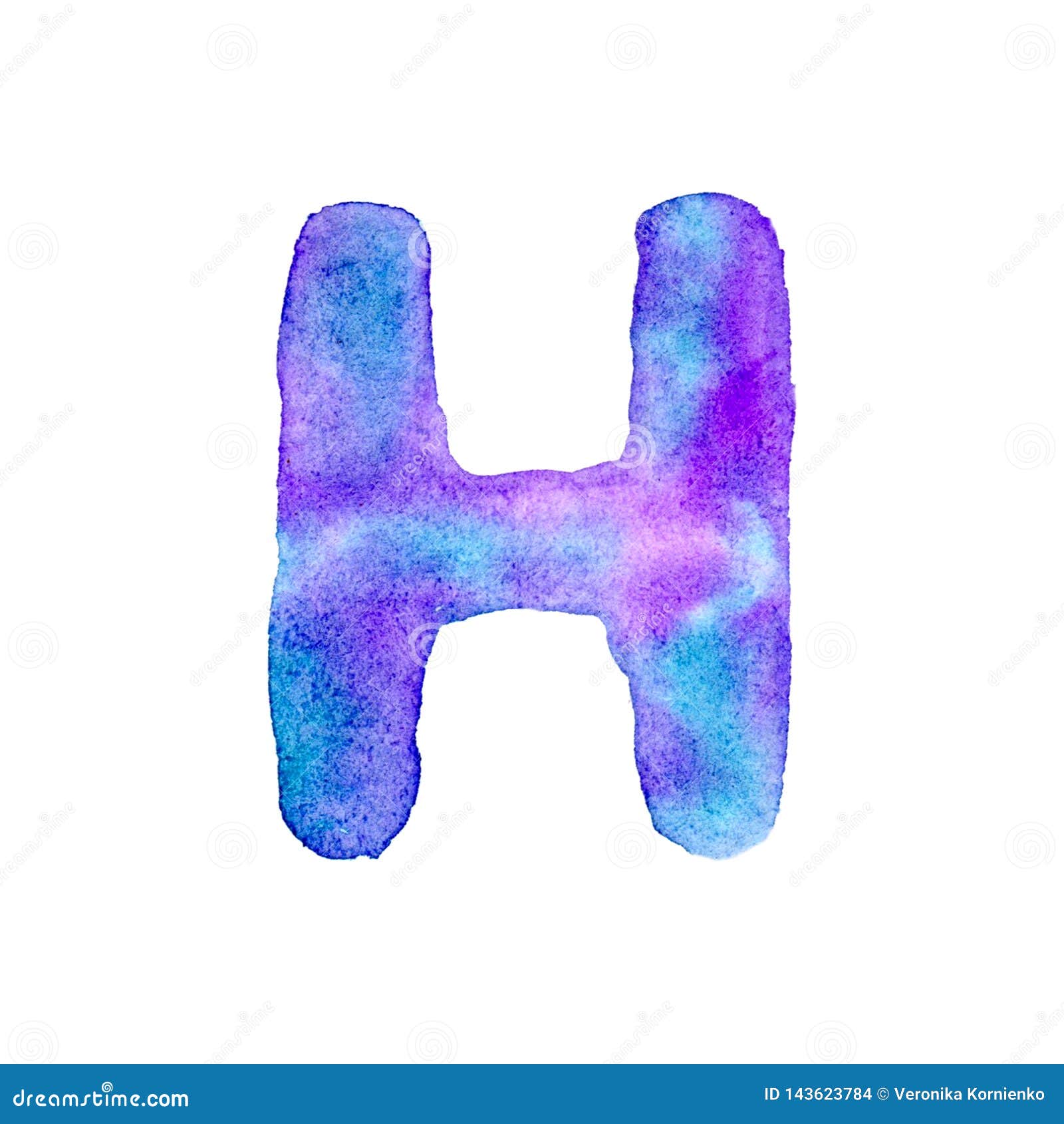Watercolor Letter H Isolated on White Background. Stock Illustration ...