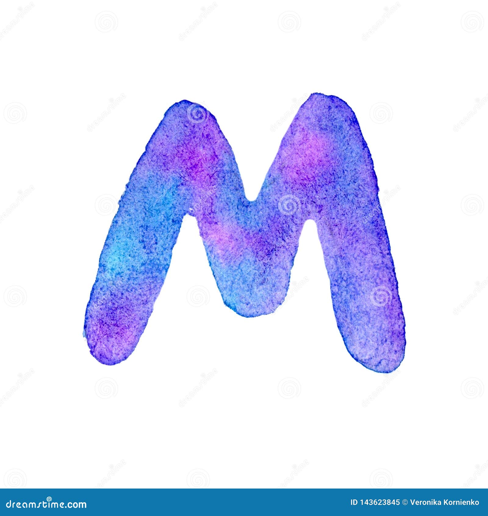 Watercolor Letter M Isolated on White Background. Stock Illustration ...