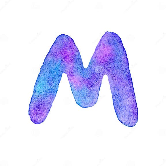 Watercolor Letter M Isolated on White Background. Stock Illustration ...