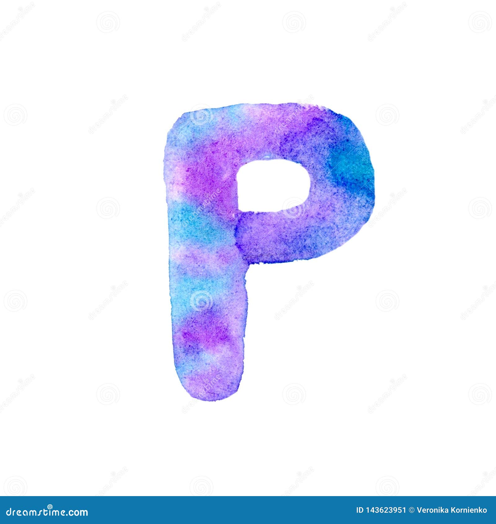 Watercolor Letter P Isolated on White Background. Stock Illustration ...