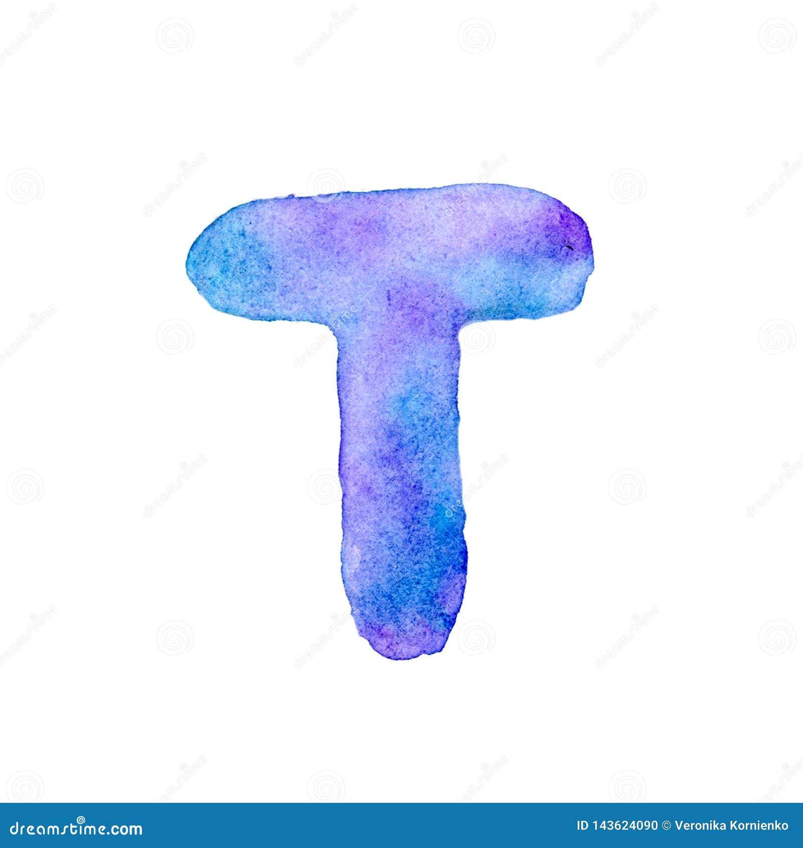 Watercolor Isolated Letter T on White Background. Stock Illustration ...