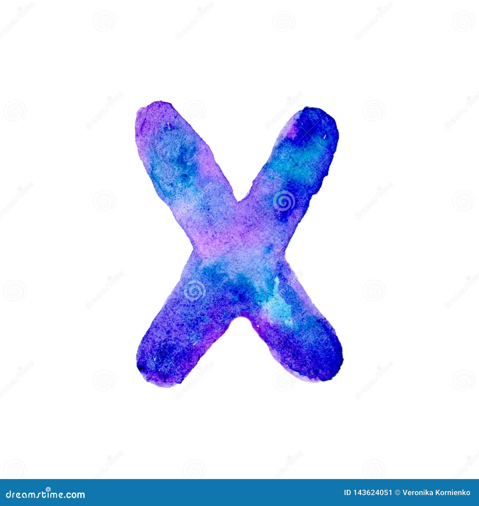 Watercolor Letter X Isolated on White Background. Stock Illustration ...