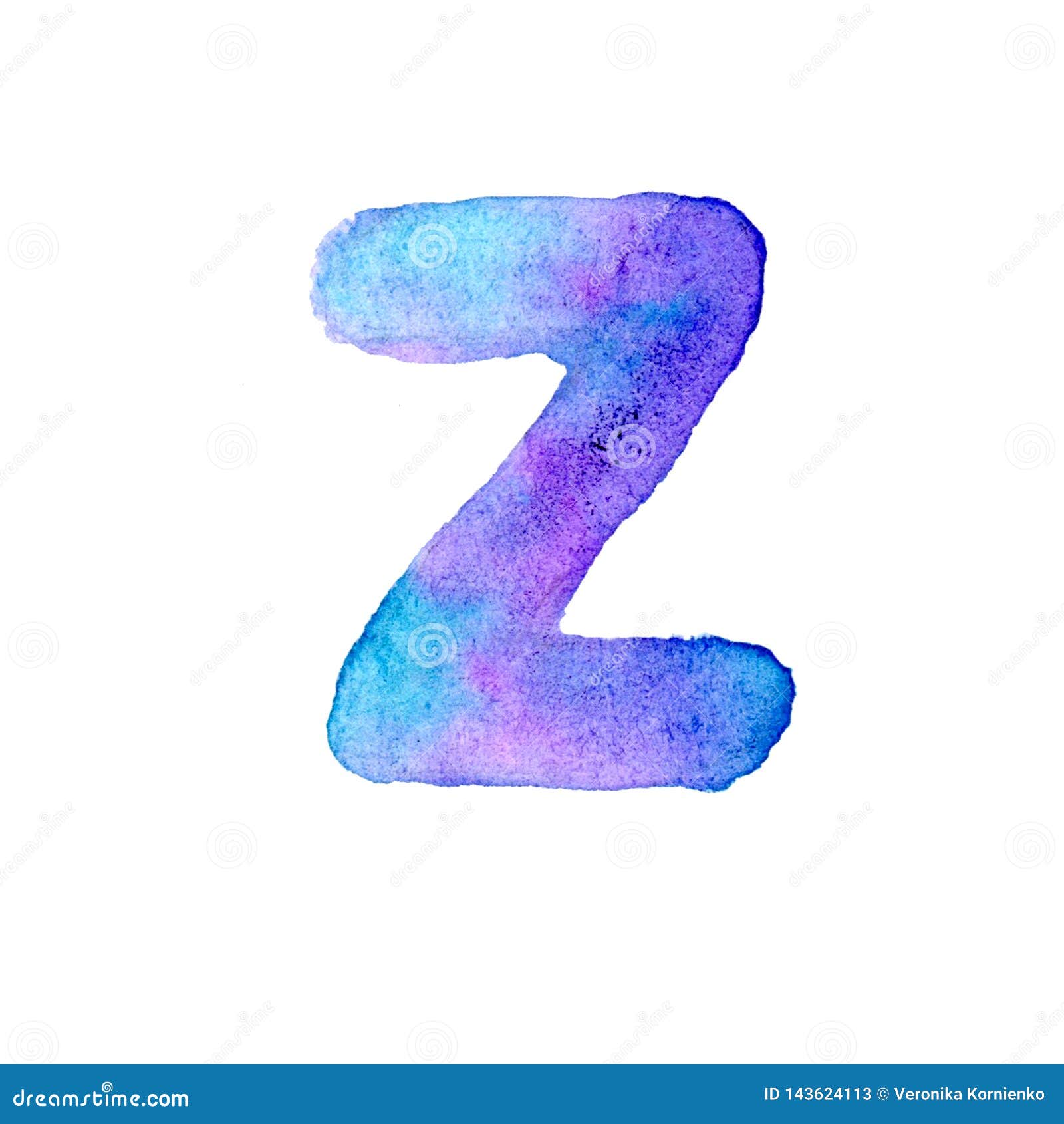 Watercolor Blue and Violet Letter Z Stock Illustration - Illustration ...