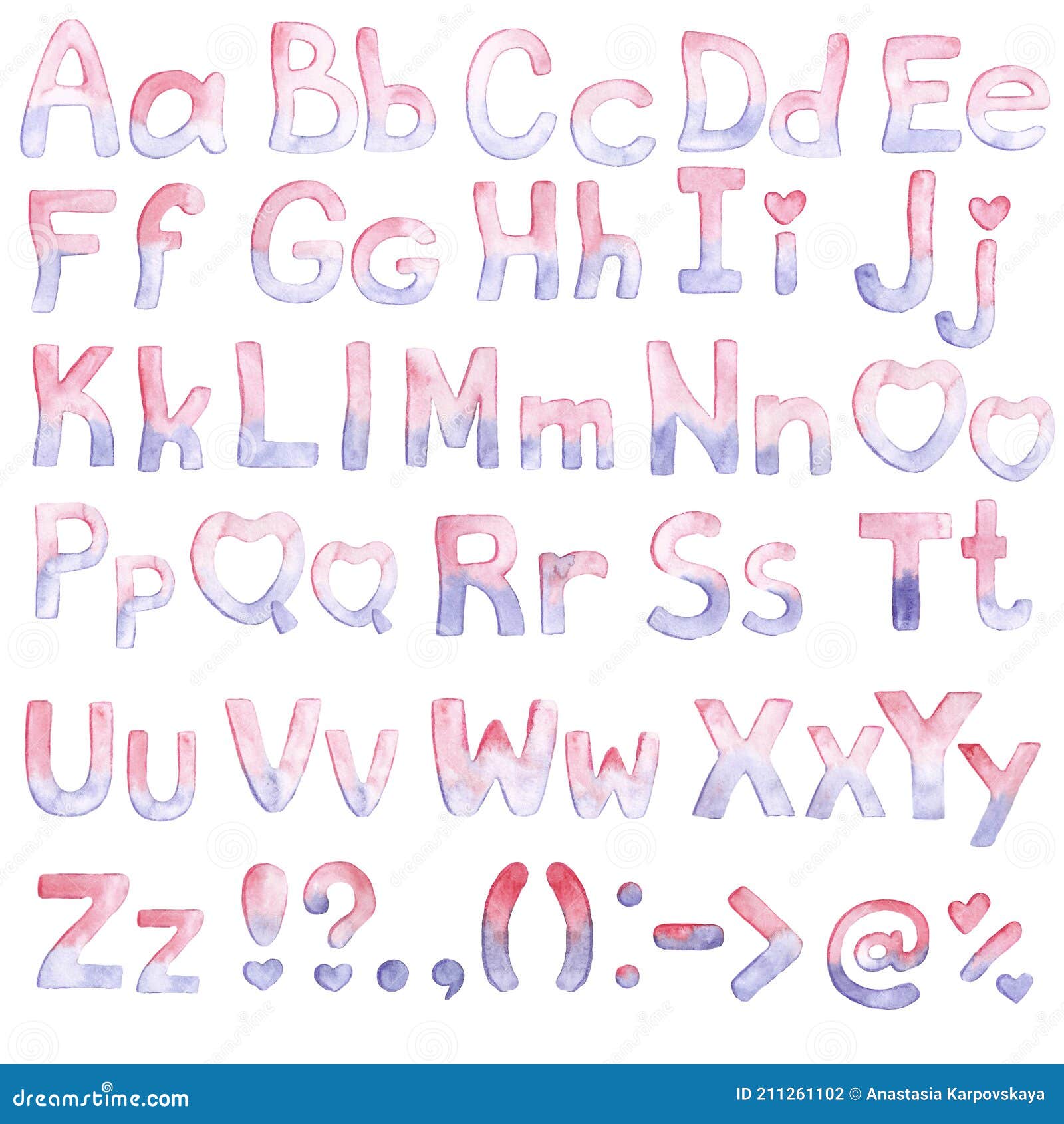 Watercolor Letters. English Alphabet Stock Illustration - Illustration ...