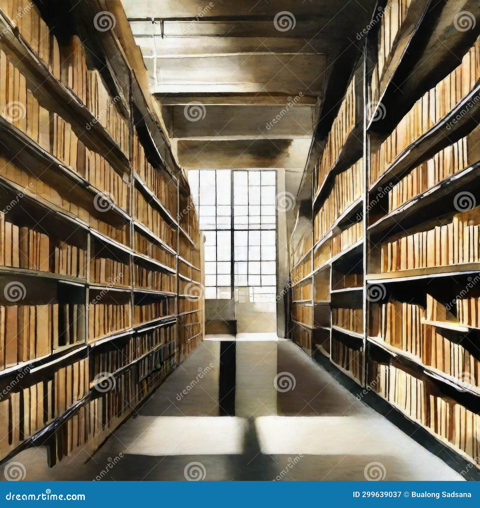 Watercolor of Library of Library Stock Illustration - Illustration of ...