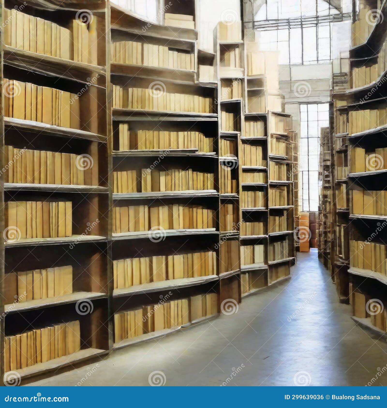 Watercolor of Library of Library Stock Illustration - Illustration of ...