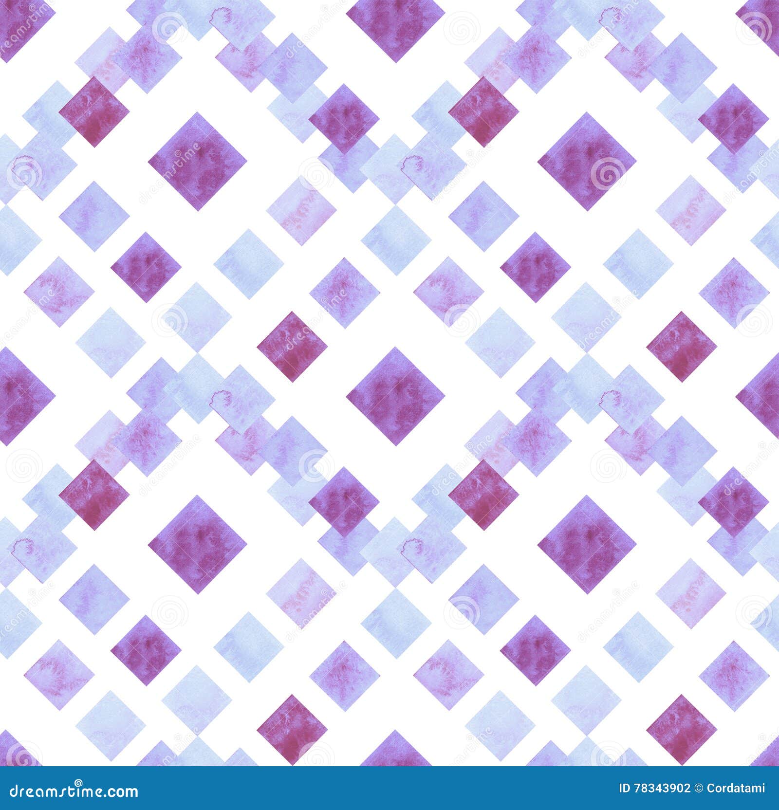 Watercolor Light Blue and Lilac Squares Repeat Pattern Stock ...