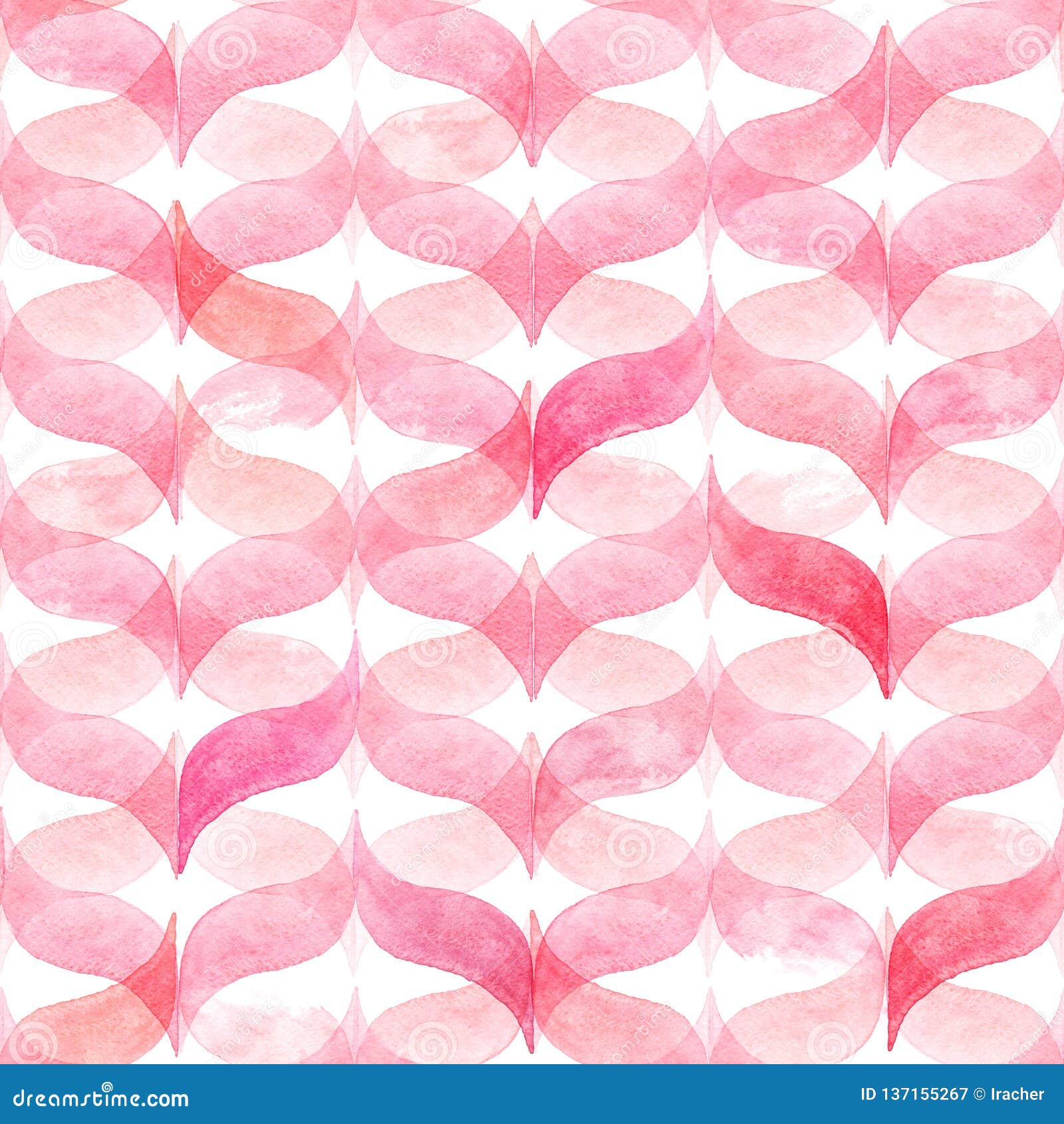 Watercolor Light Pink Background with Curved Wavy Gingham. Geometric ...