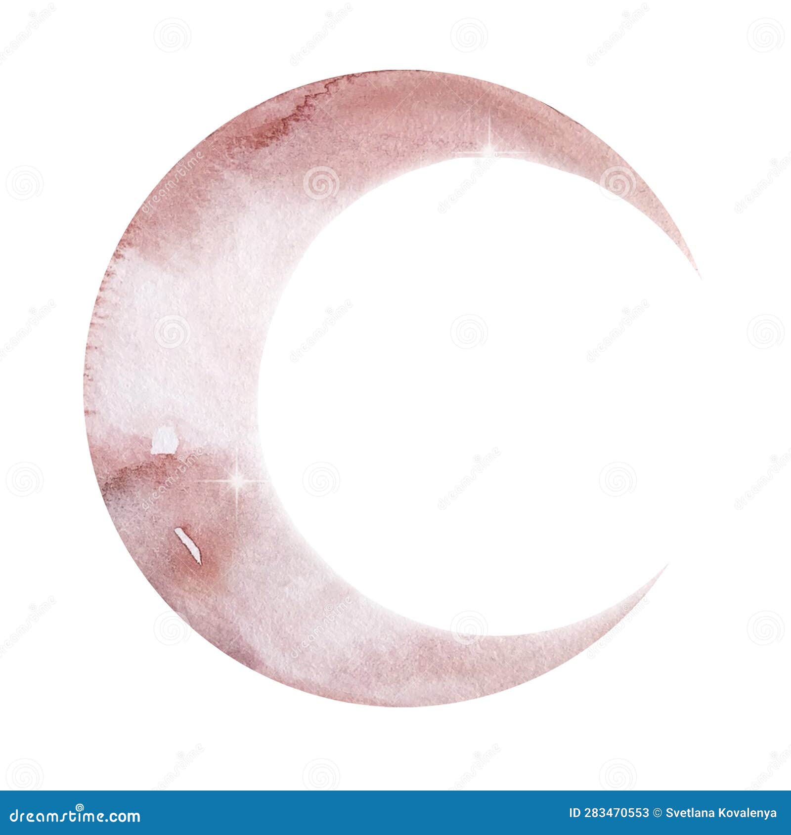 Watercolor Light Pink Crescent Moon Stock Vector - Illustration of ...