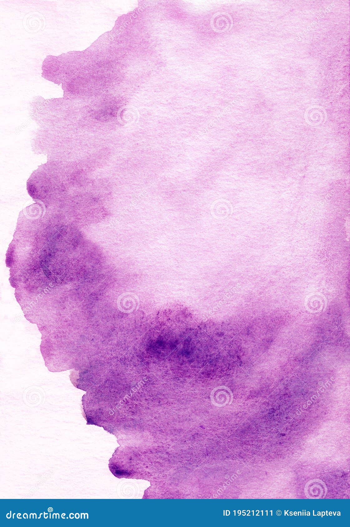 Watercolor Light Purple Spot On White Background With Space For Text