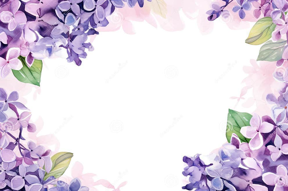 Watercolor lilac frame stock illustration. Illustration of flora ...
