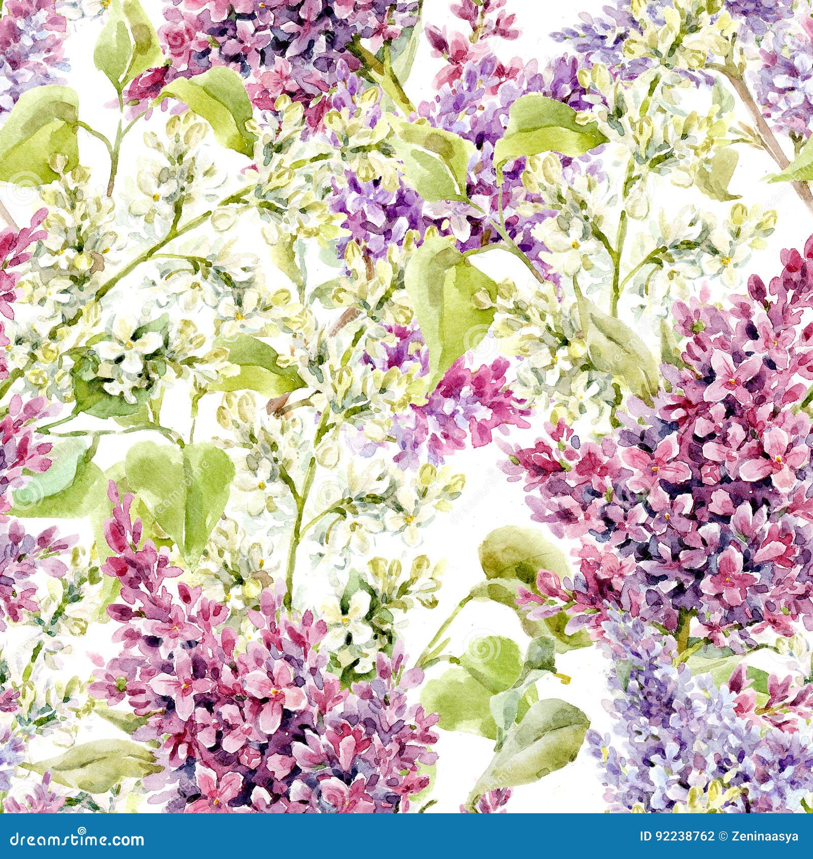 Watercolor lilac pattern stock illustration. Illustration of drawn ...