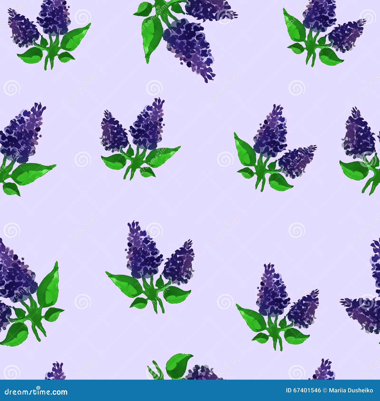 Watercolor Lilac Seamless Pattern Stock Vector - Illustration of design ...