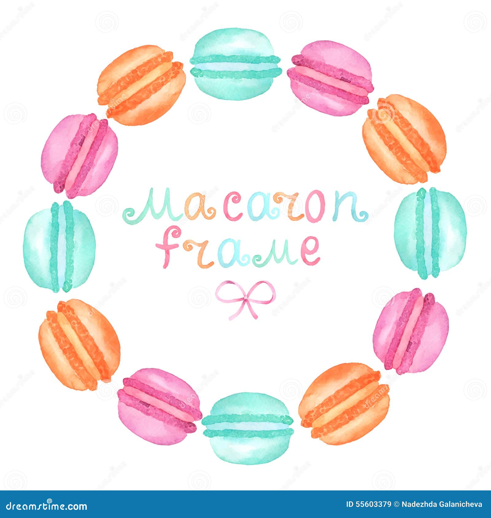 Watercolor macaron frame stock vector. Illustration of background ...