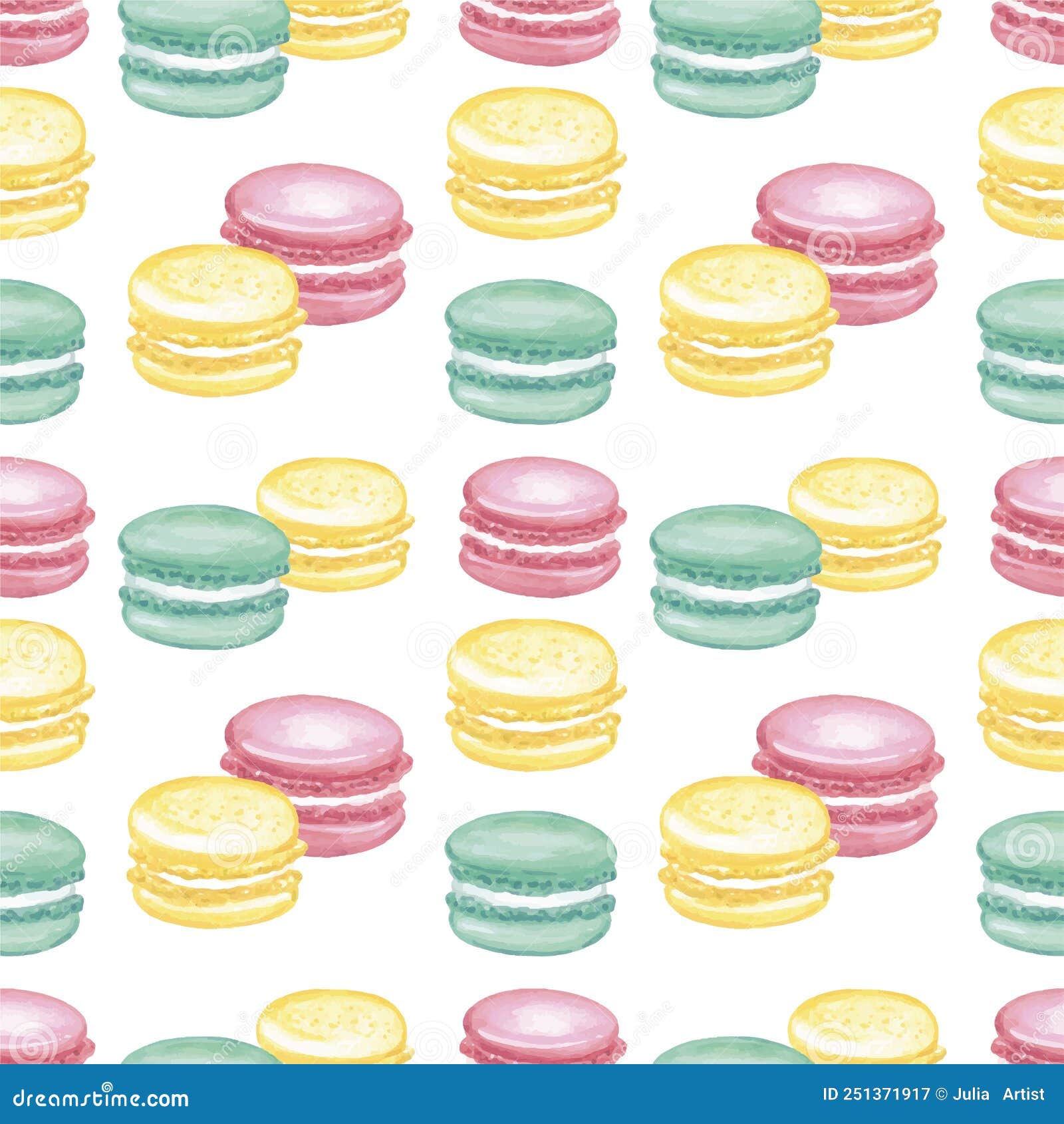 Watercolor Macarons Pattern Stock Vector - Illustration of macaroon ...