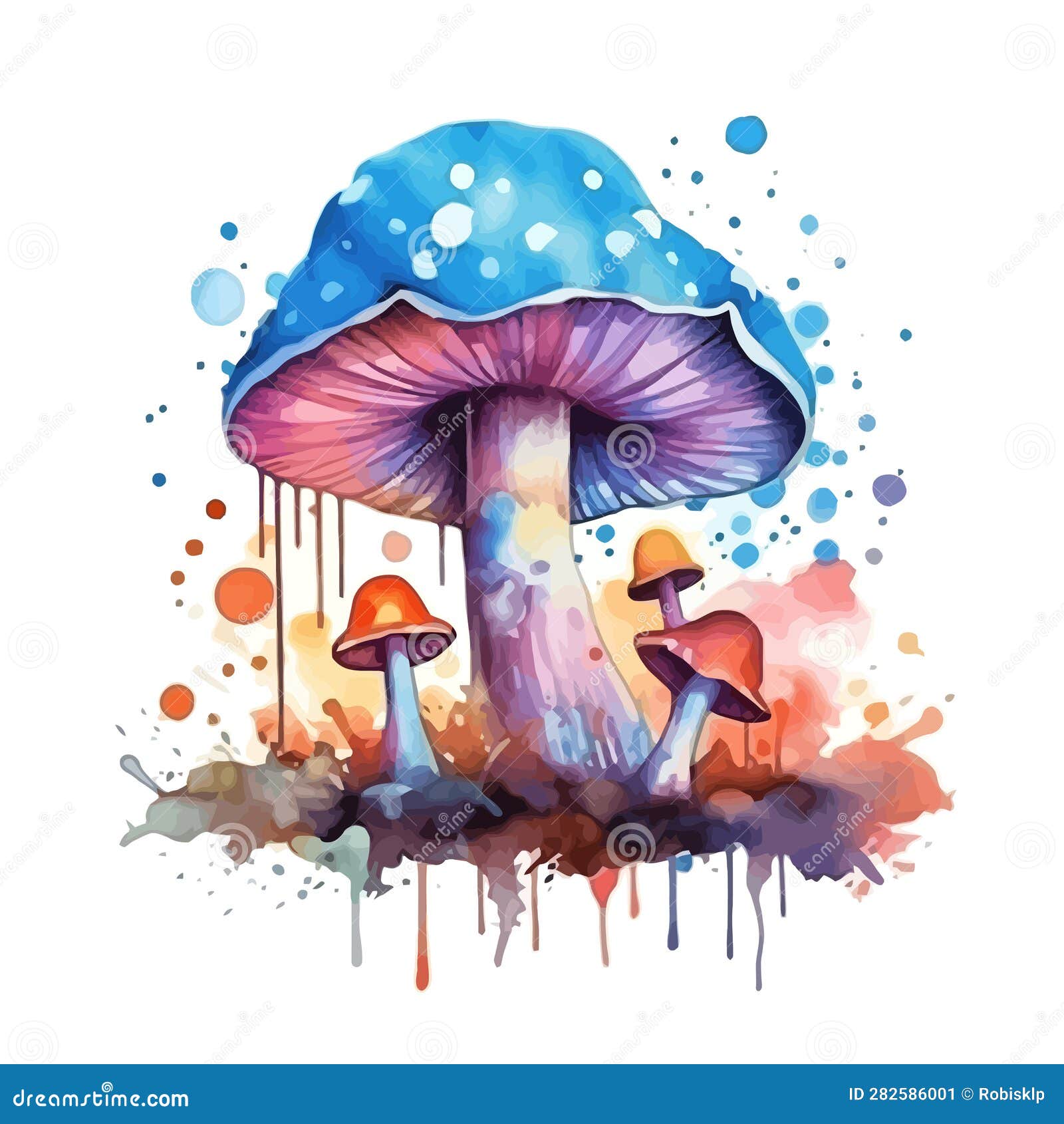 Watercolor Magic Toadstool Mushroom Cartoon Vector | CartoonDealer.com ...