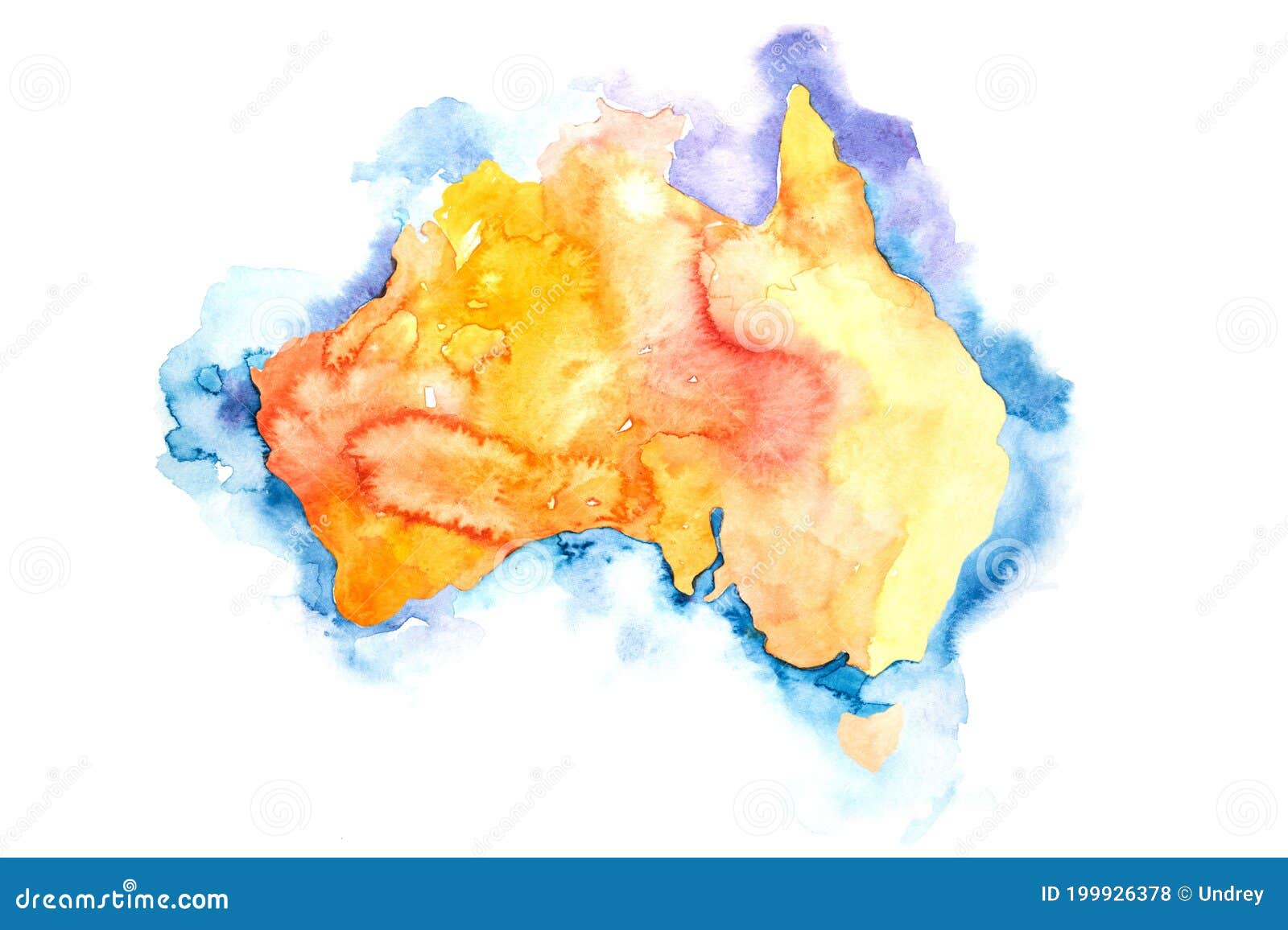 Watercolor Map of Australia. Watercolour Illustration. Stock Photo ...