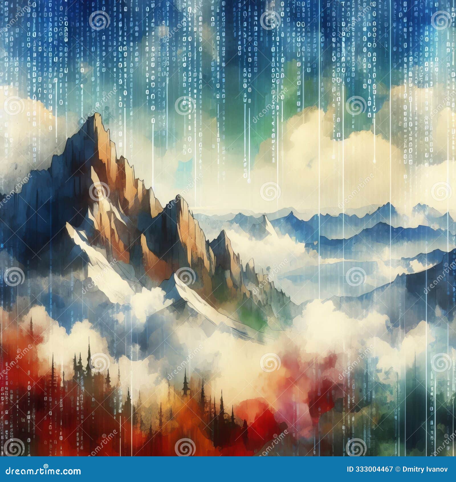 93 Watercolor Matrix Code Watercolor Paintings of Sus Stock Image ...