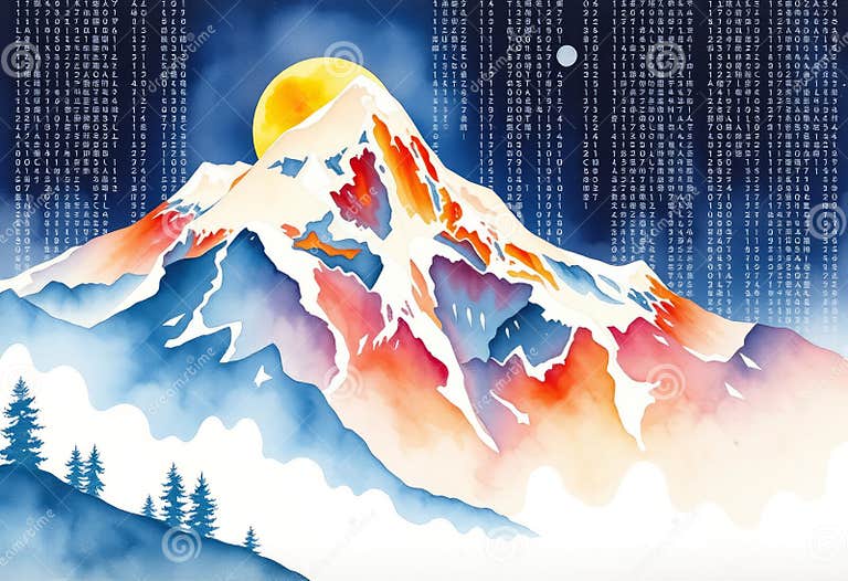 Watercolor Matrix Code Watercolor Paintings of Summiit Stock ...