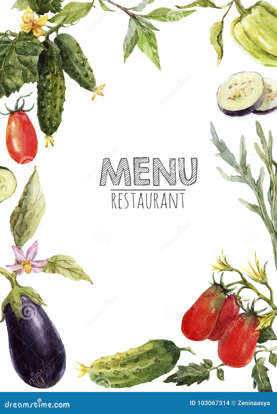 Watercolor Menu Card Template With Rose Decoration Stock Image ...