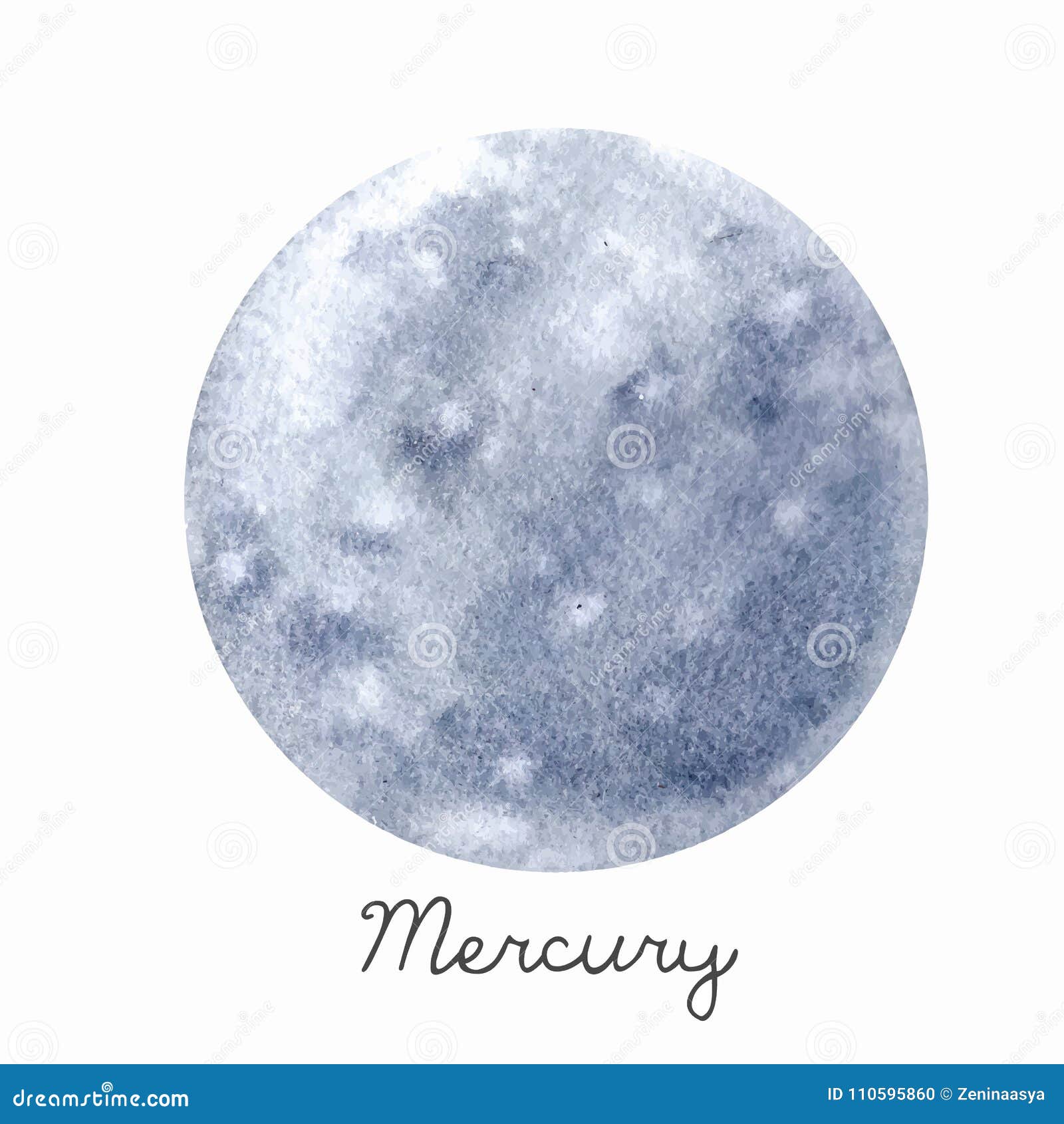 Mercury Planet Horizontal Banner Watercolor Hand Drawn Illustration ...